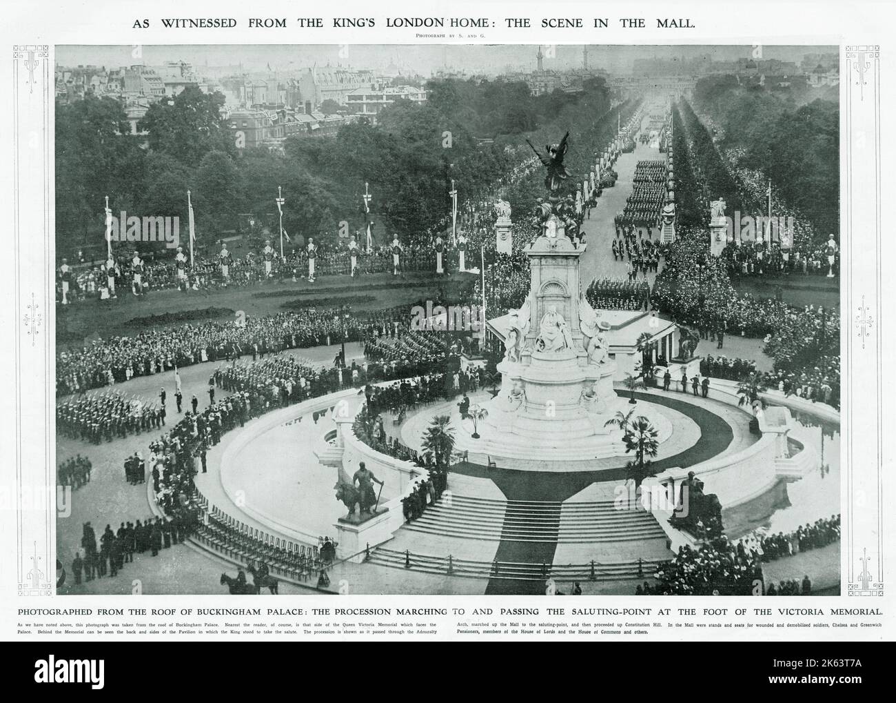 Photograph taken from Buckingham Palace, the procession marching to and ...