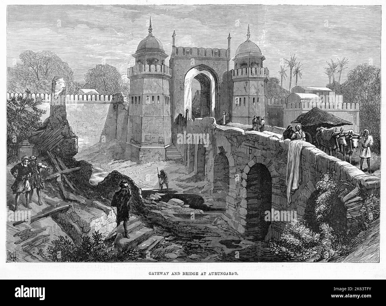 Bridge and gateway Date: 1885 Stock Photo - Alamy