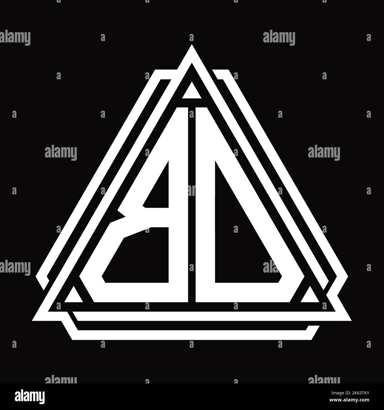 BD Logo letter monogram with triangle shape design template isolated on ...