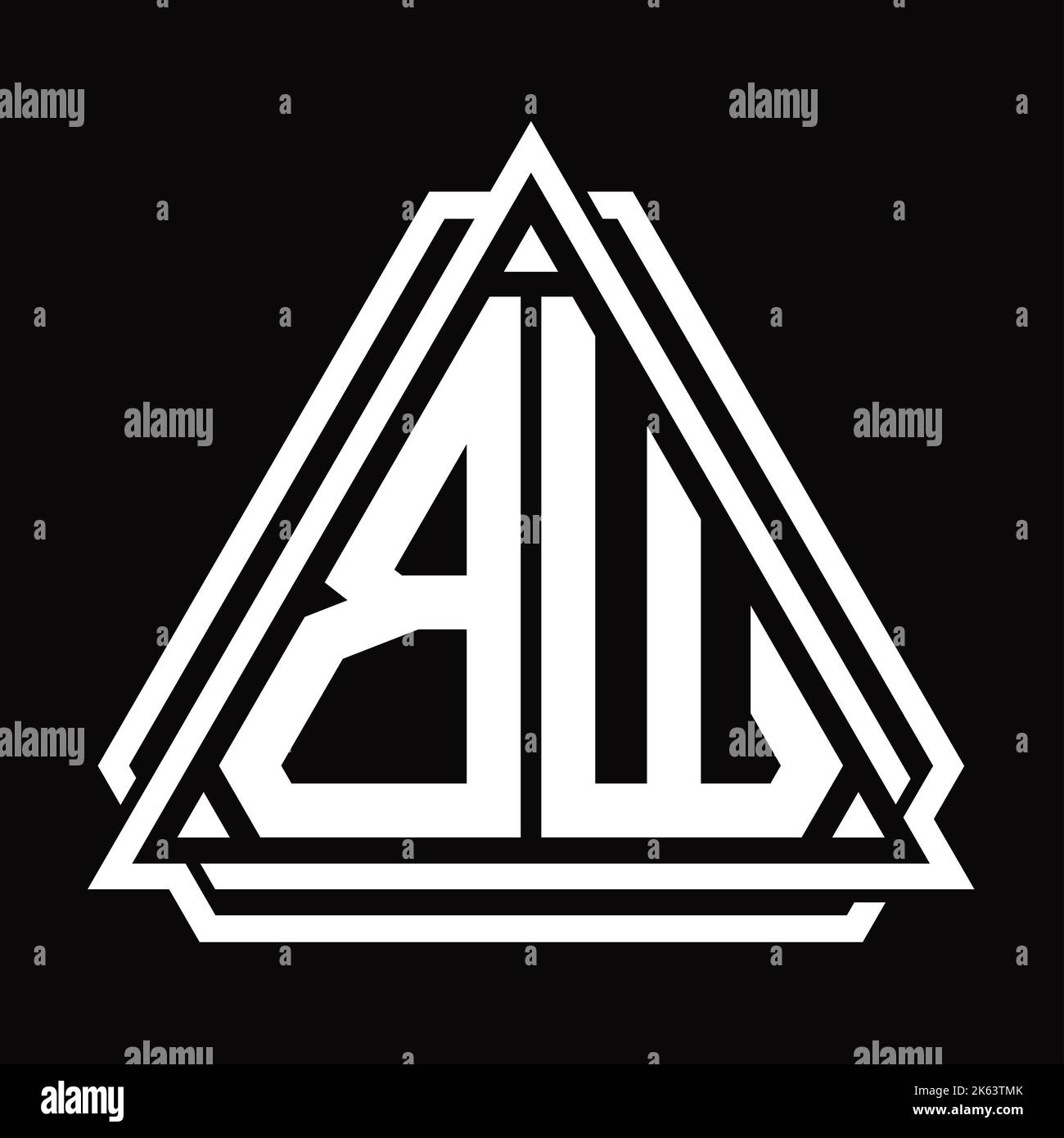 BW Logo letter monogram with triangle shape design template isolated on ...