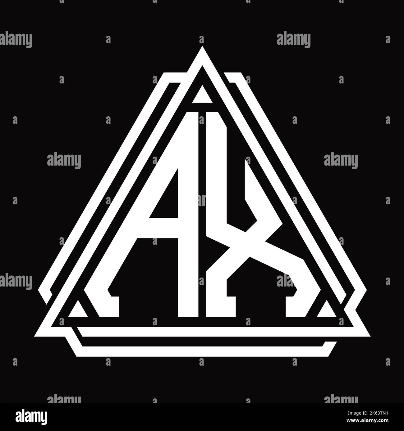 AX Logo letter monogram with triangle shape design template isolated on ...