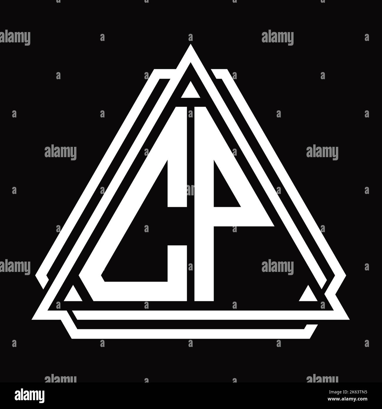 CP Logo letter monogram with triangle shape design template isolated on black background Stock ...