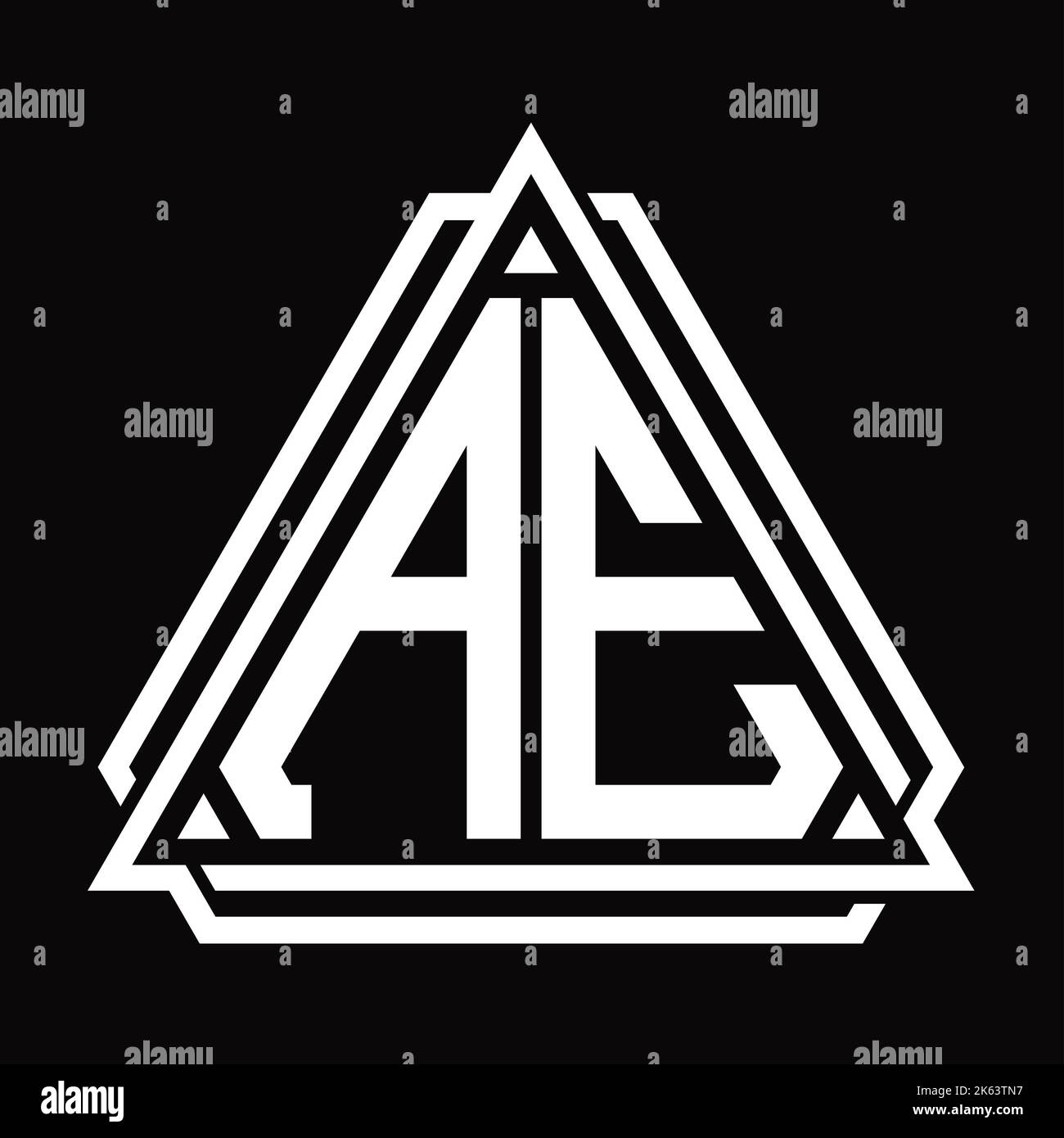 AE Logo letter monogram with triangle shape design template isolated on ...