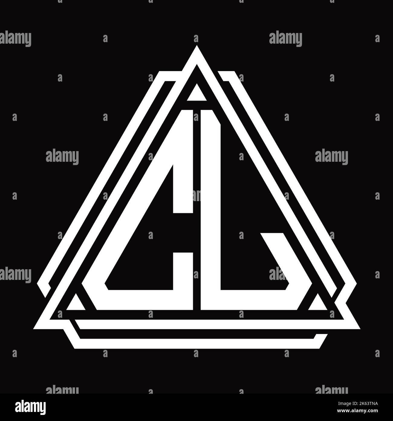 CL Logo letter monogram with triangle shape design template isolated on black background Stock ...