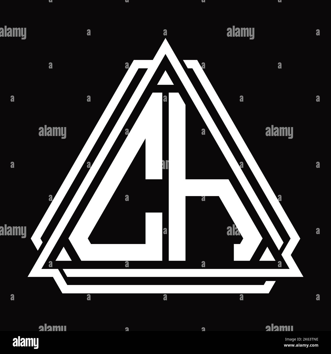 CH Logo letter monogram with triangle shape design template isolated on ...