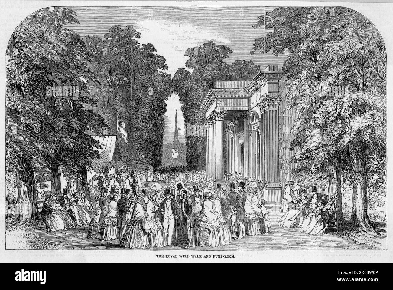 Scene at the Royal Well Walk and Pump Room at Cheltenham ...