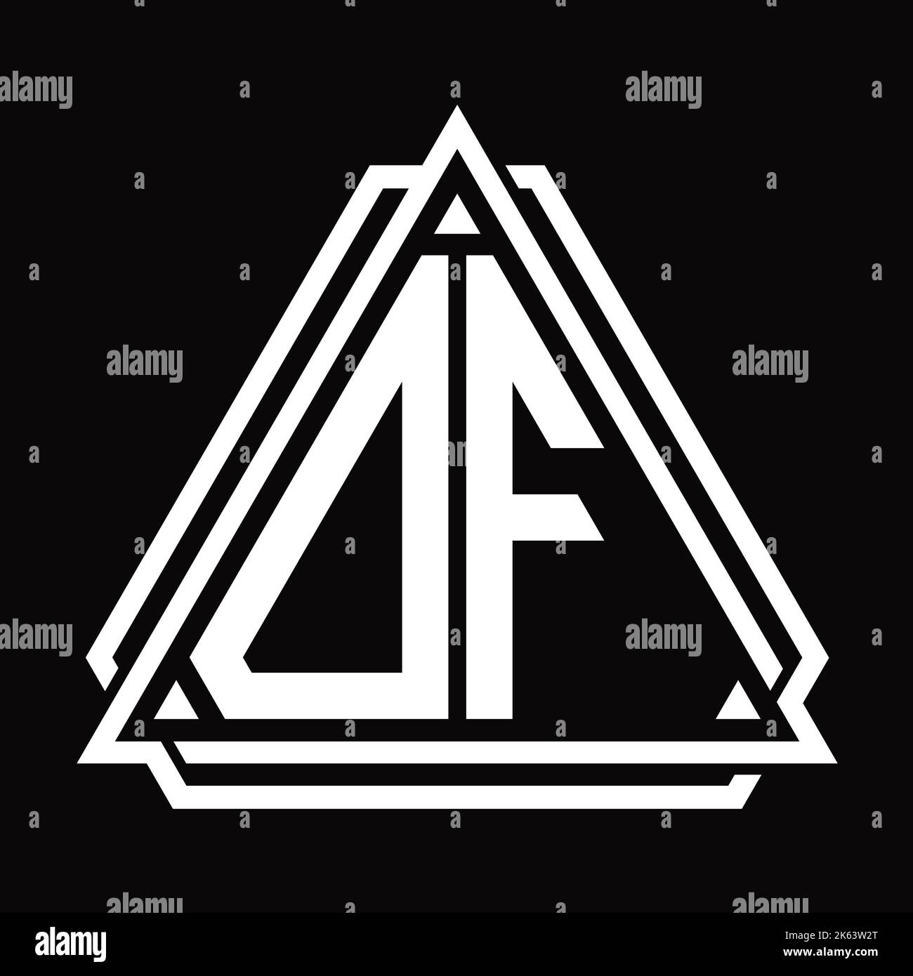 DF Logo letter monogram with triangle shape design template isolated on black background Stock ...