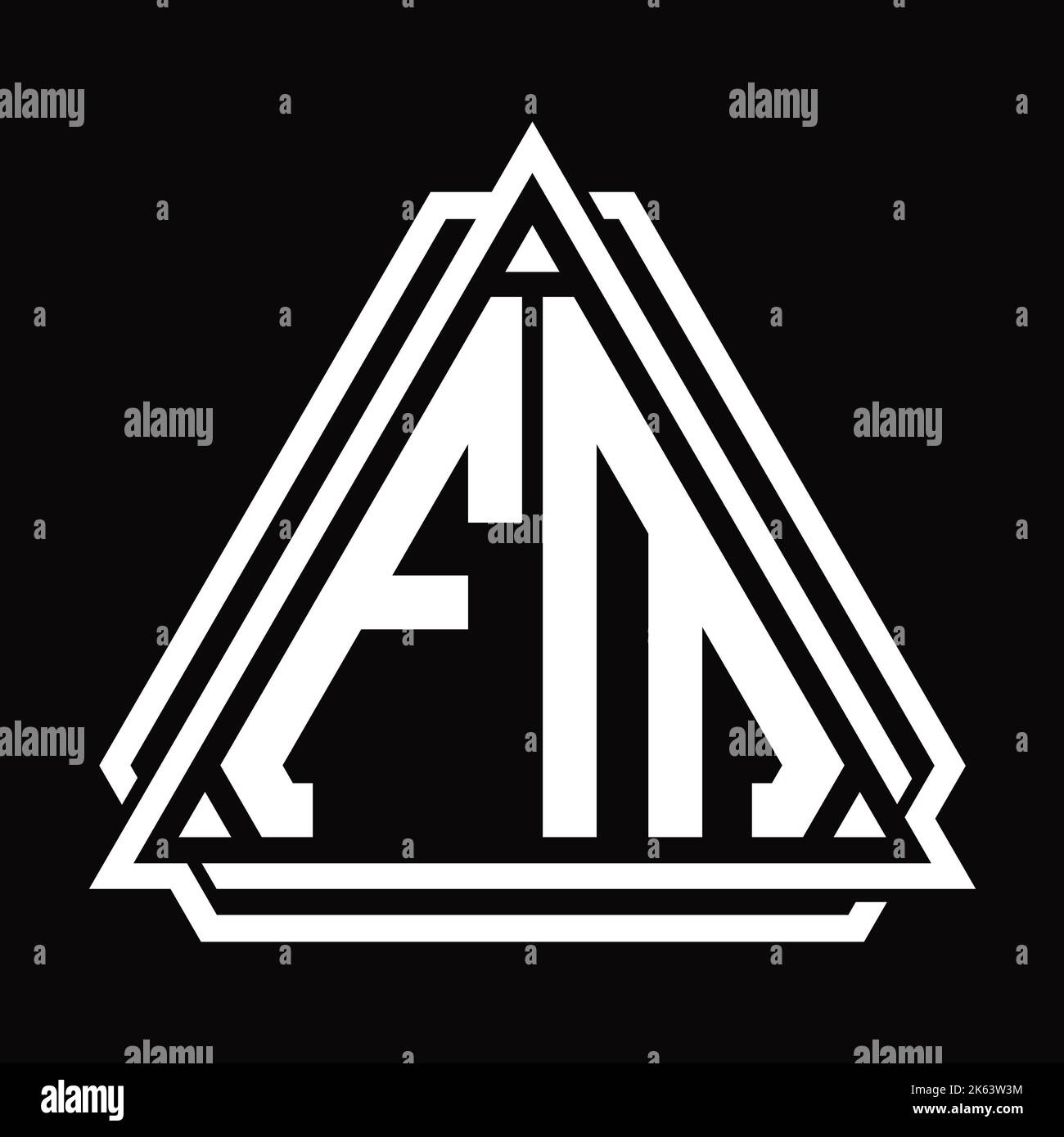 FM Logo letter monogram with triangle shape design template isolated on ...