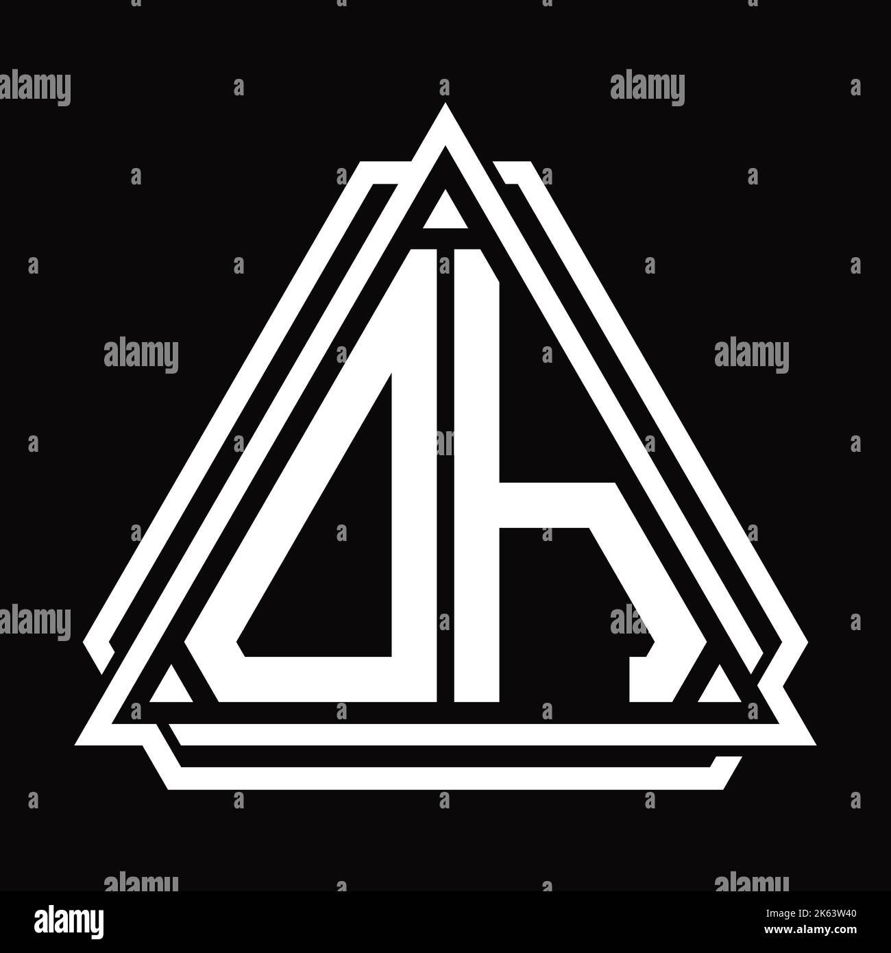 DH Logo letter monogram with triangle shape design template isolated on ...