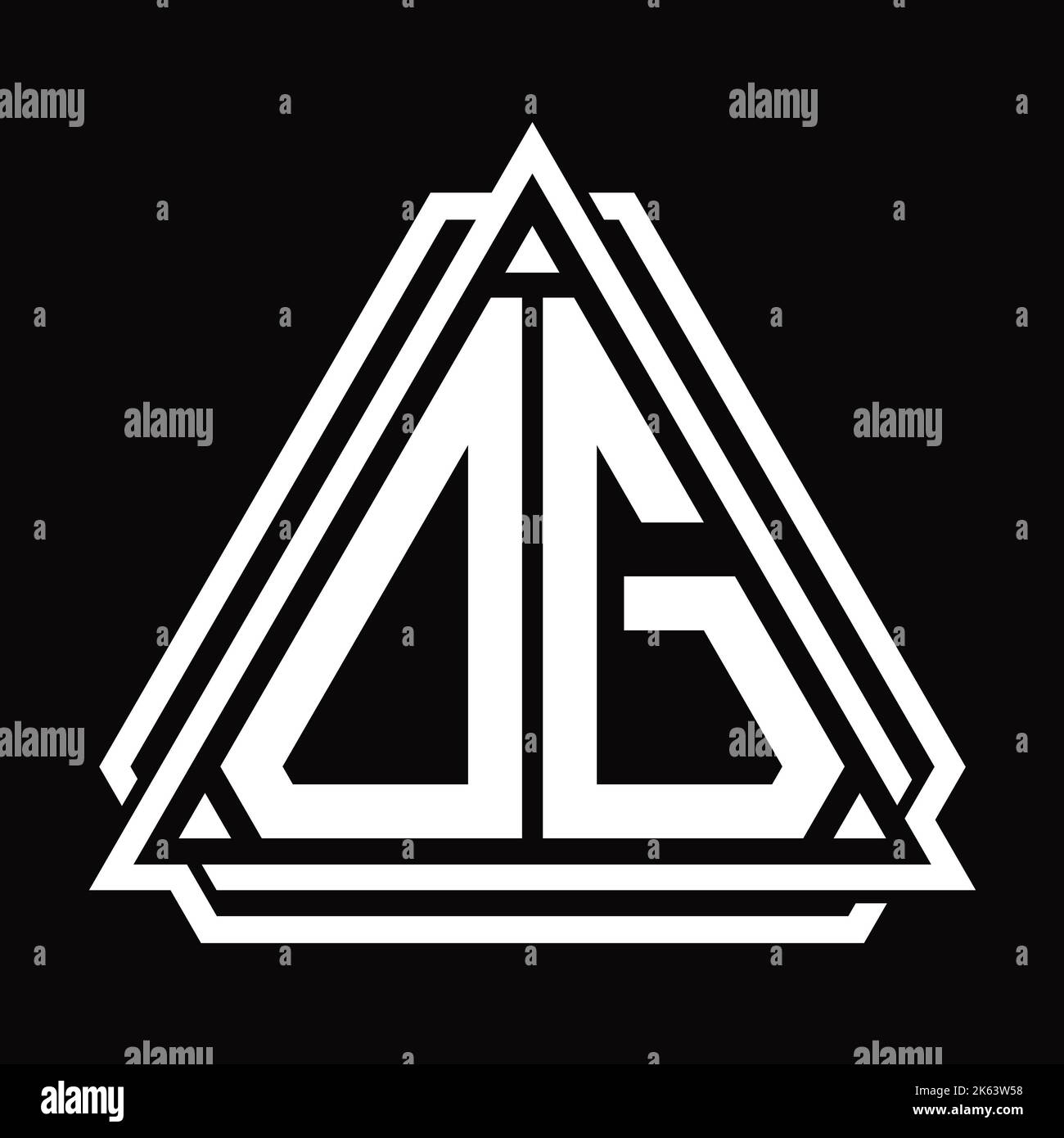 DG Logo letter monogram with triangle shape design template isolated on ...