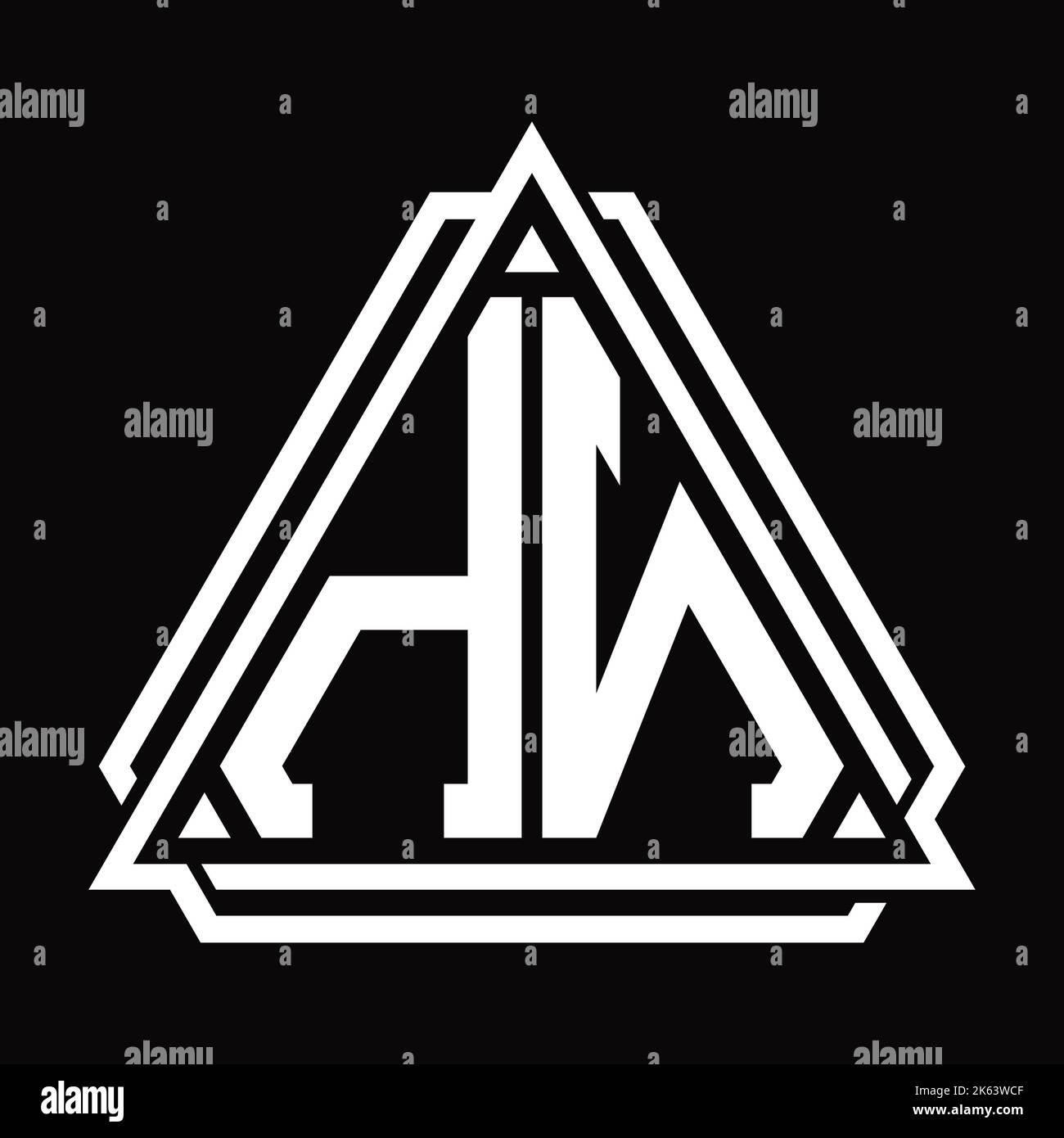 HN Logo letter monogram with triangle shape design template isolated on ...
