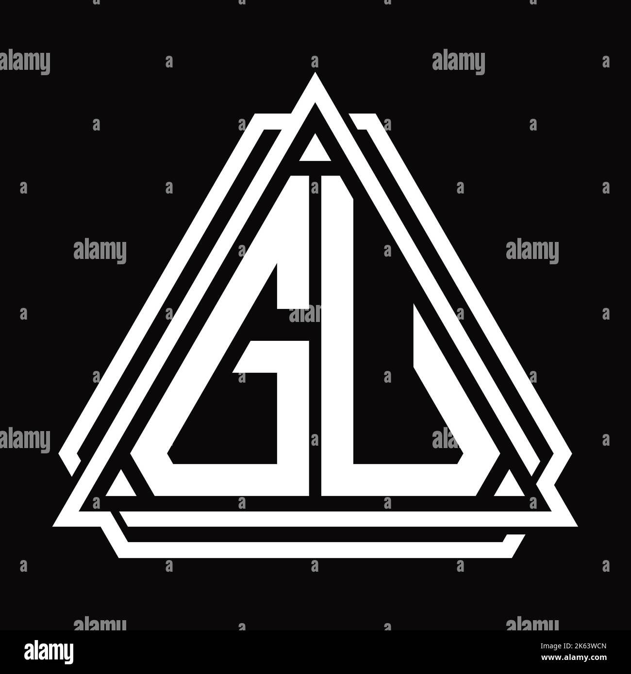 GU Logo letter monogram with triangle shape design template isolated on ...