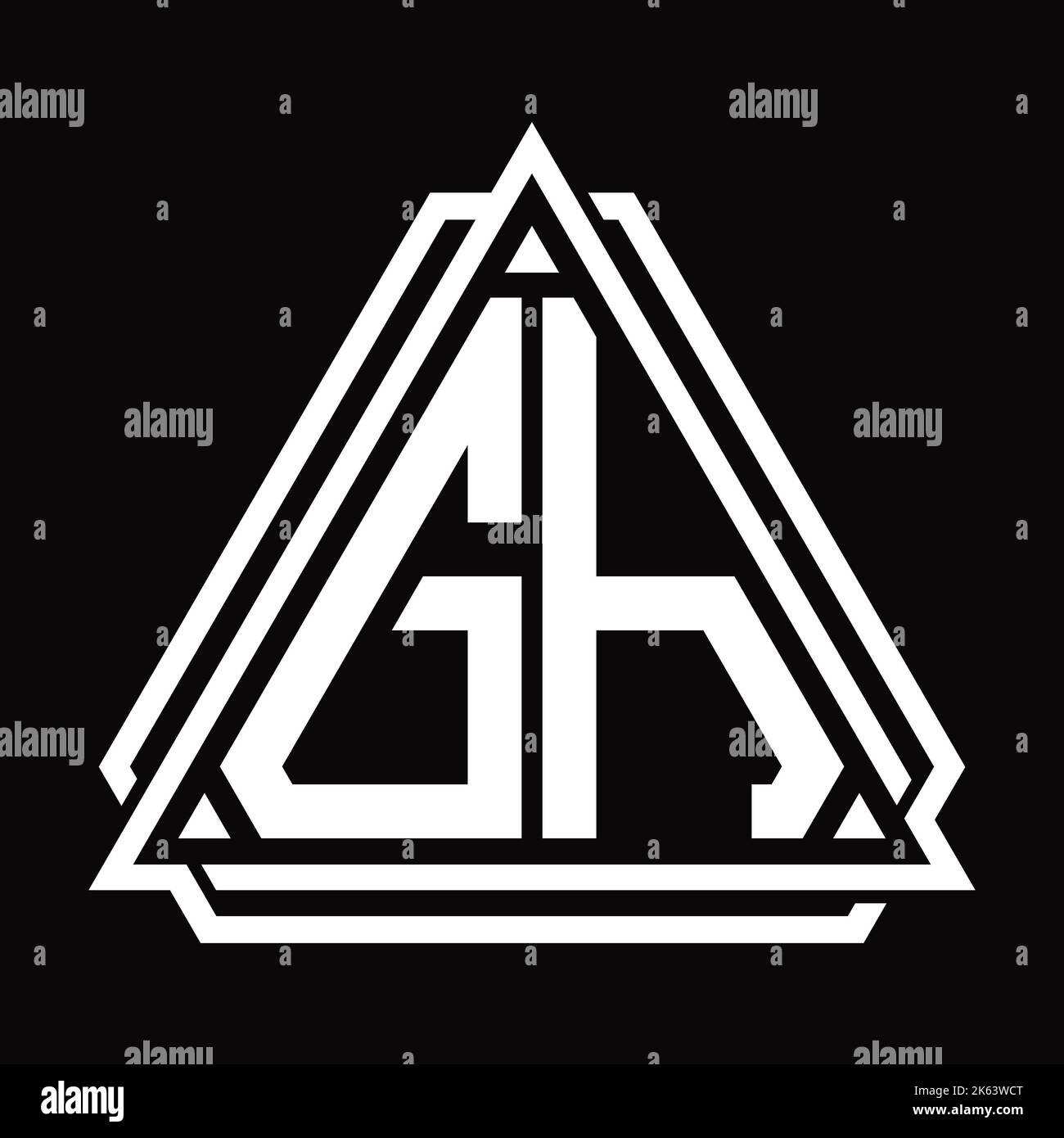 GH Logo letter monogram with triangle shape design template isolated on ...