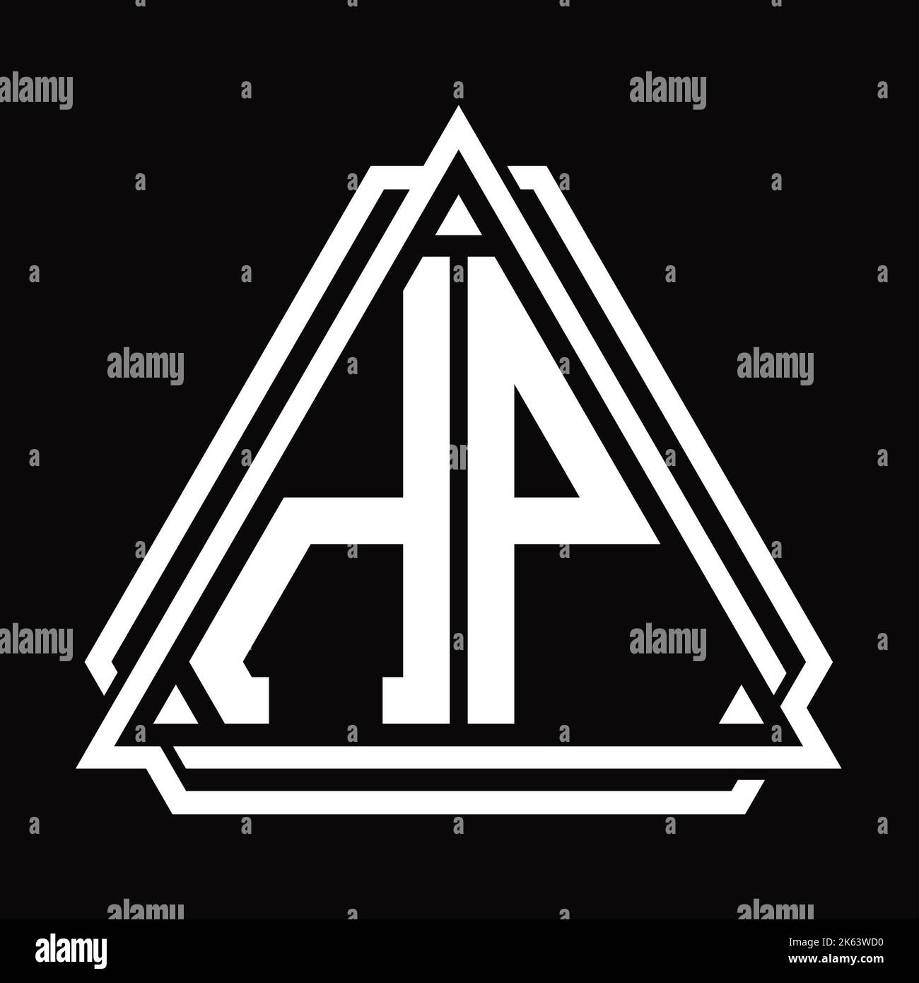 HP Logo letter monogram with triangle shape design template isolated on ...