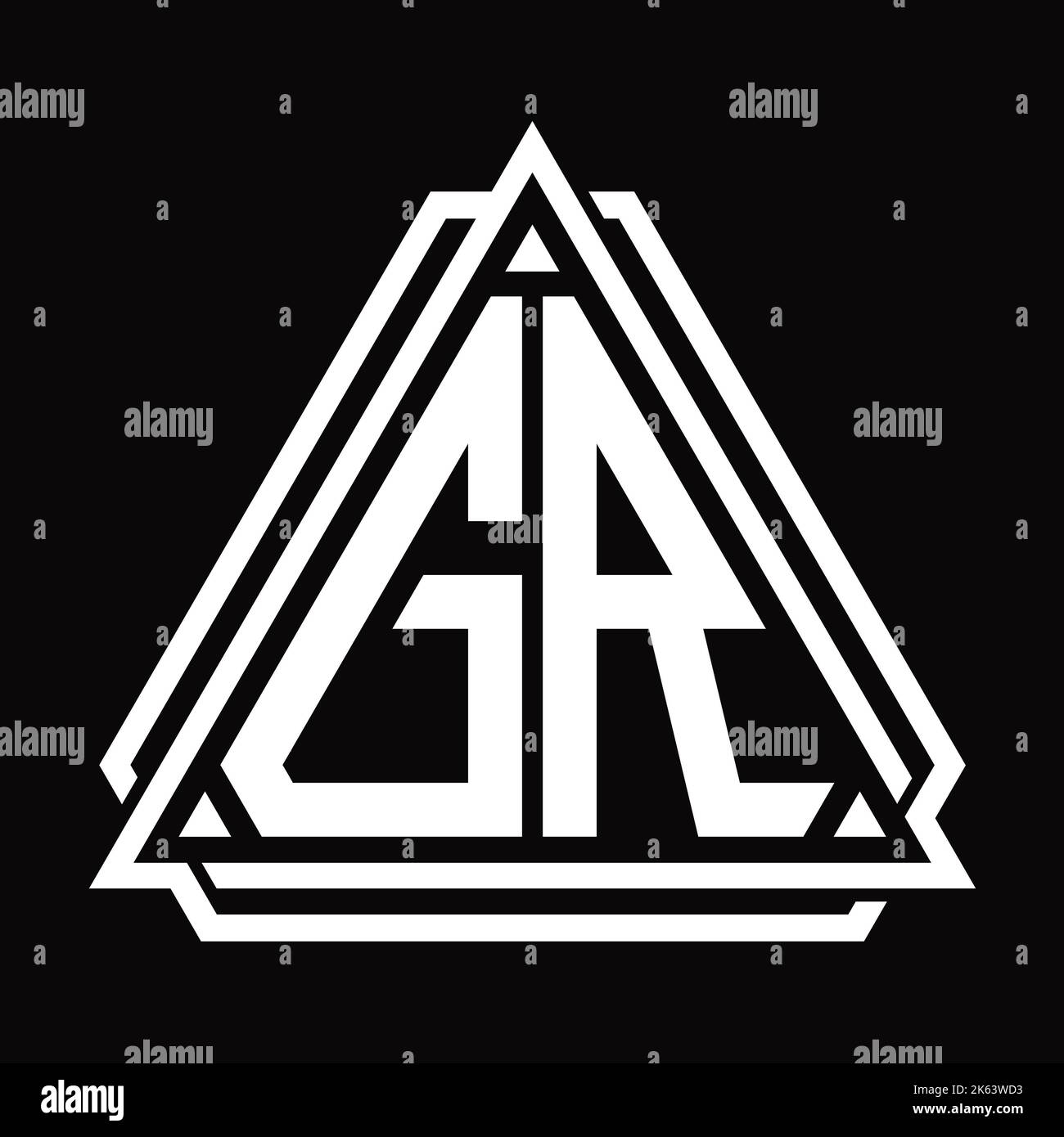 GR Logo letter monogram with triangle shape design template isolated on ...