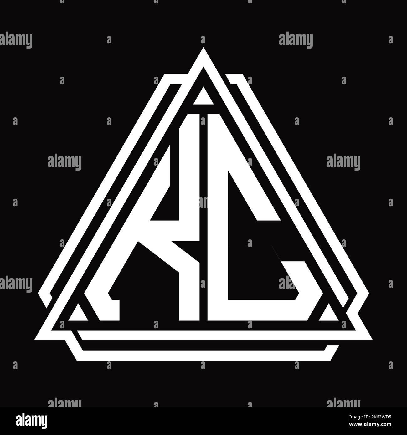 KC Logo letter monogram with triangle shape design template isolated on ...