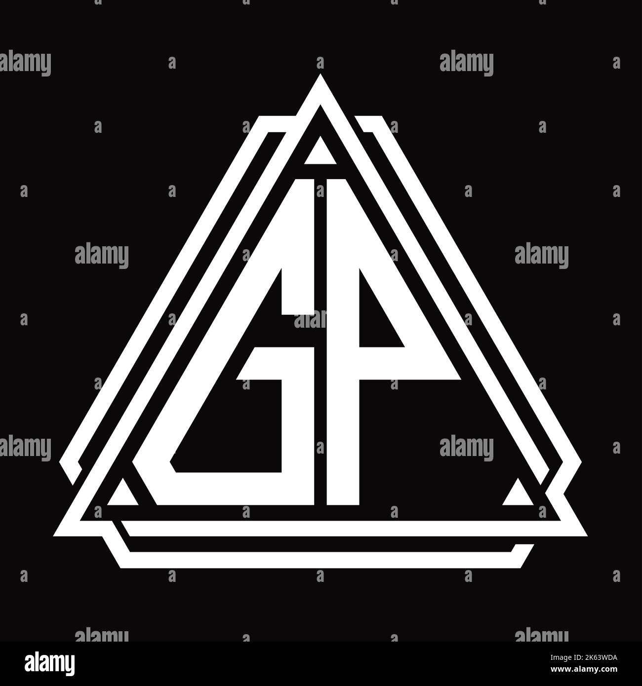 GP Logo letter monogram with triangle shape design template isolated on ...