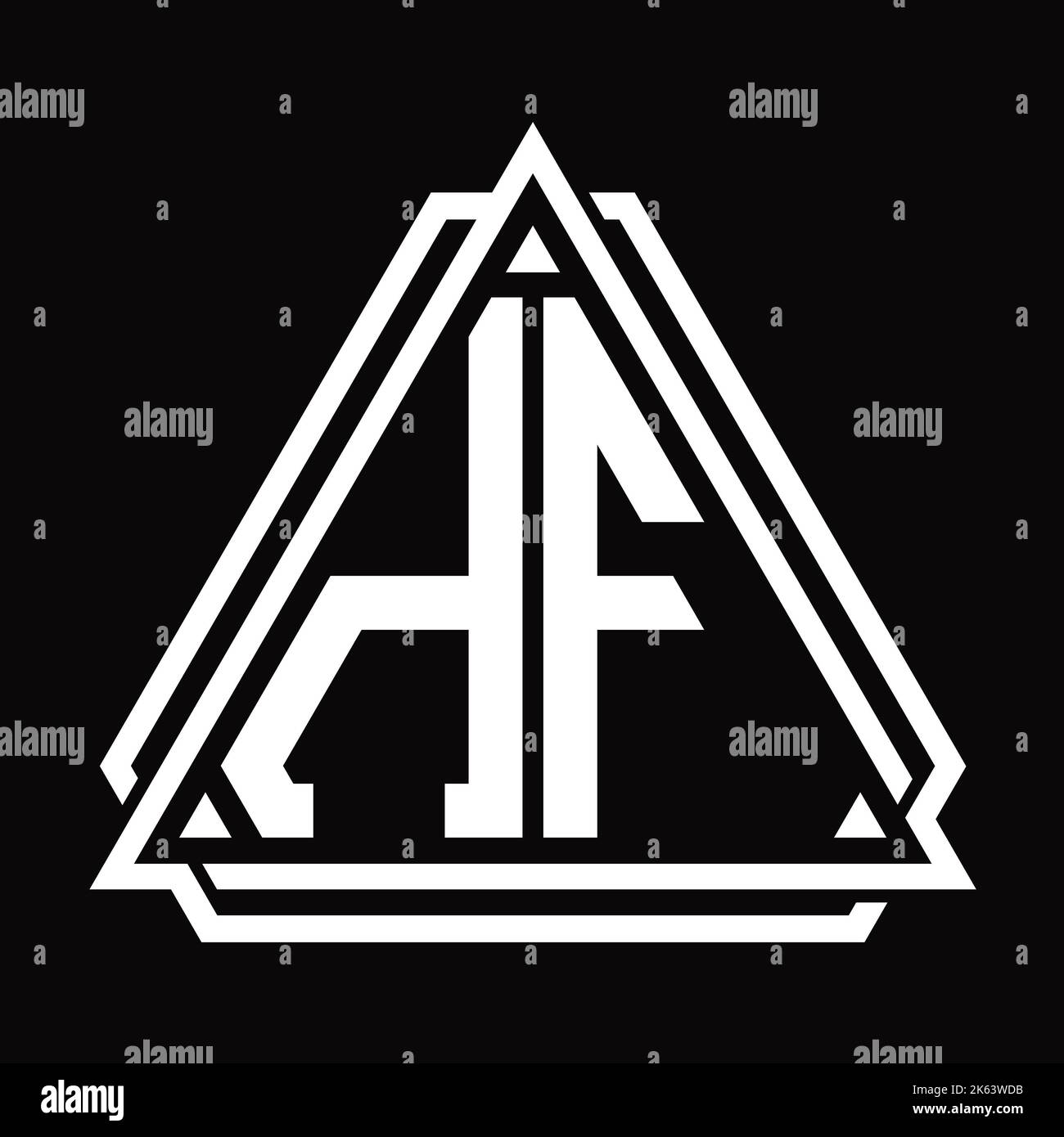 HF Logo letter monogram with triangle shape design template isolated on ...