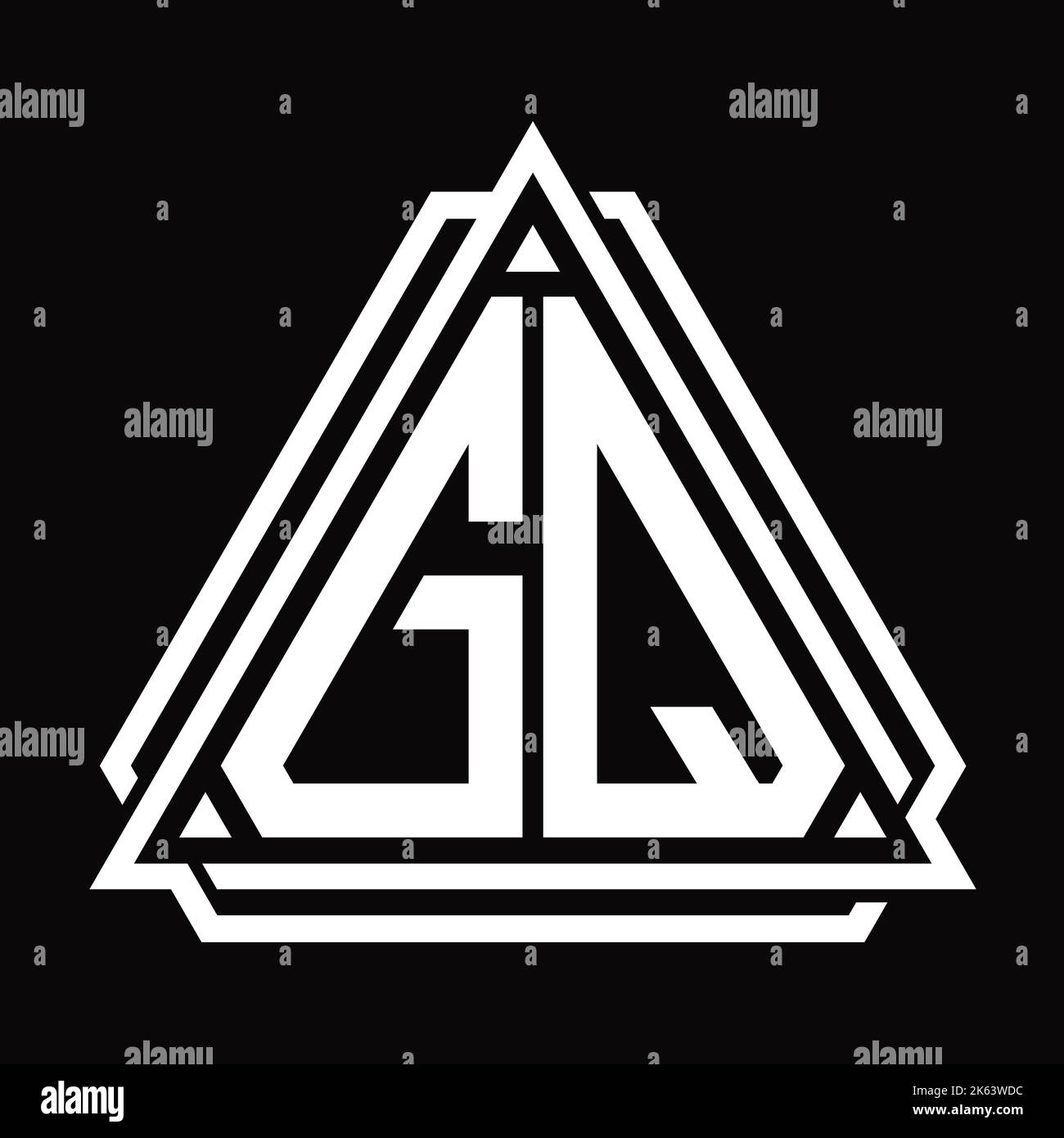 GQ Logo letter monogram with triangle shape design template isolated on ...