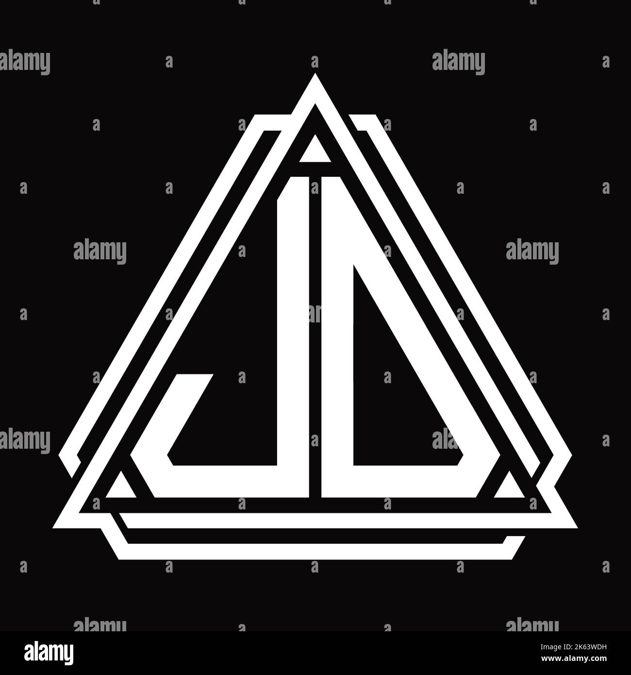 JD Logo letter monogram with triangle shape design template isolated on ...