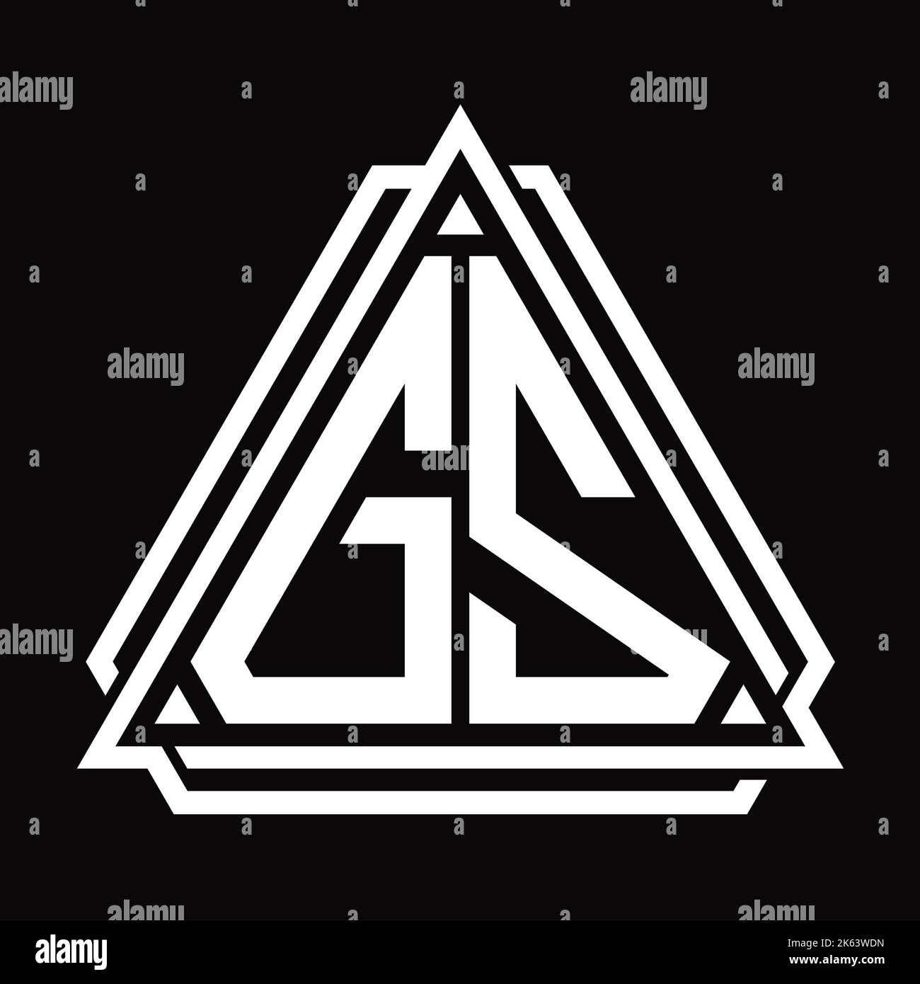 GZ Logo letter monogram with triangle shape design template isolated on ...