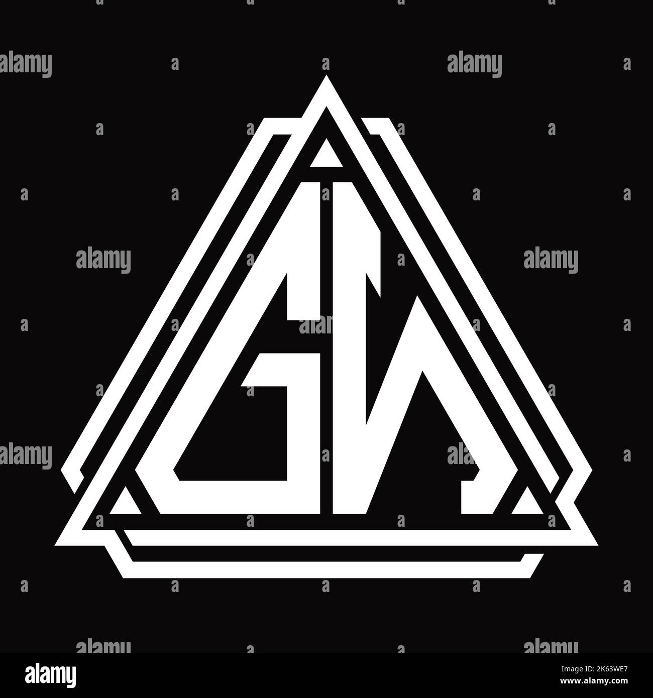 GN Logo letter monogram with triangle shape design template isolated on ...