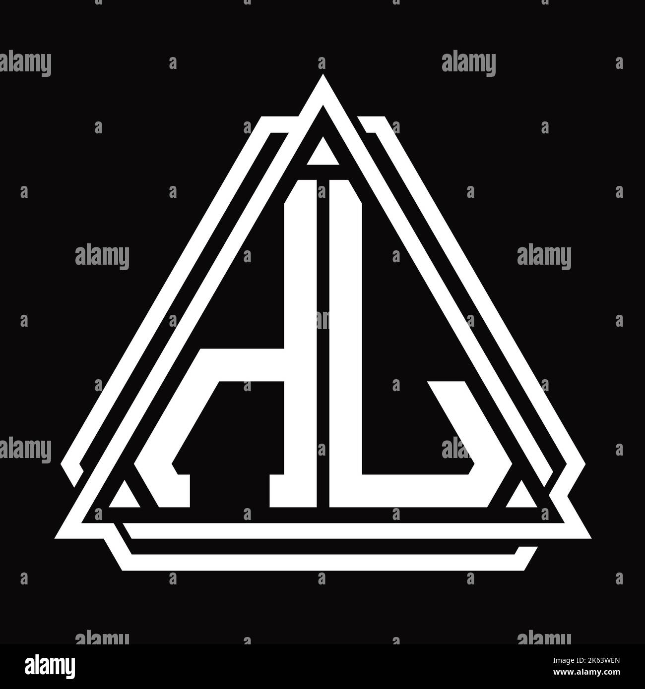 HL Logo letter monogram with triangle shape design template isolated on ...