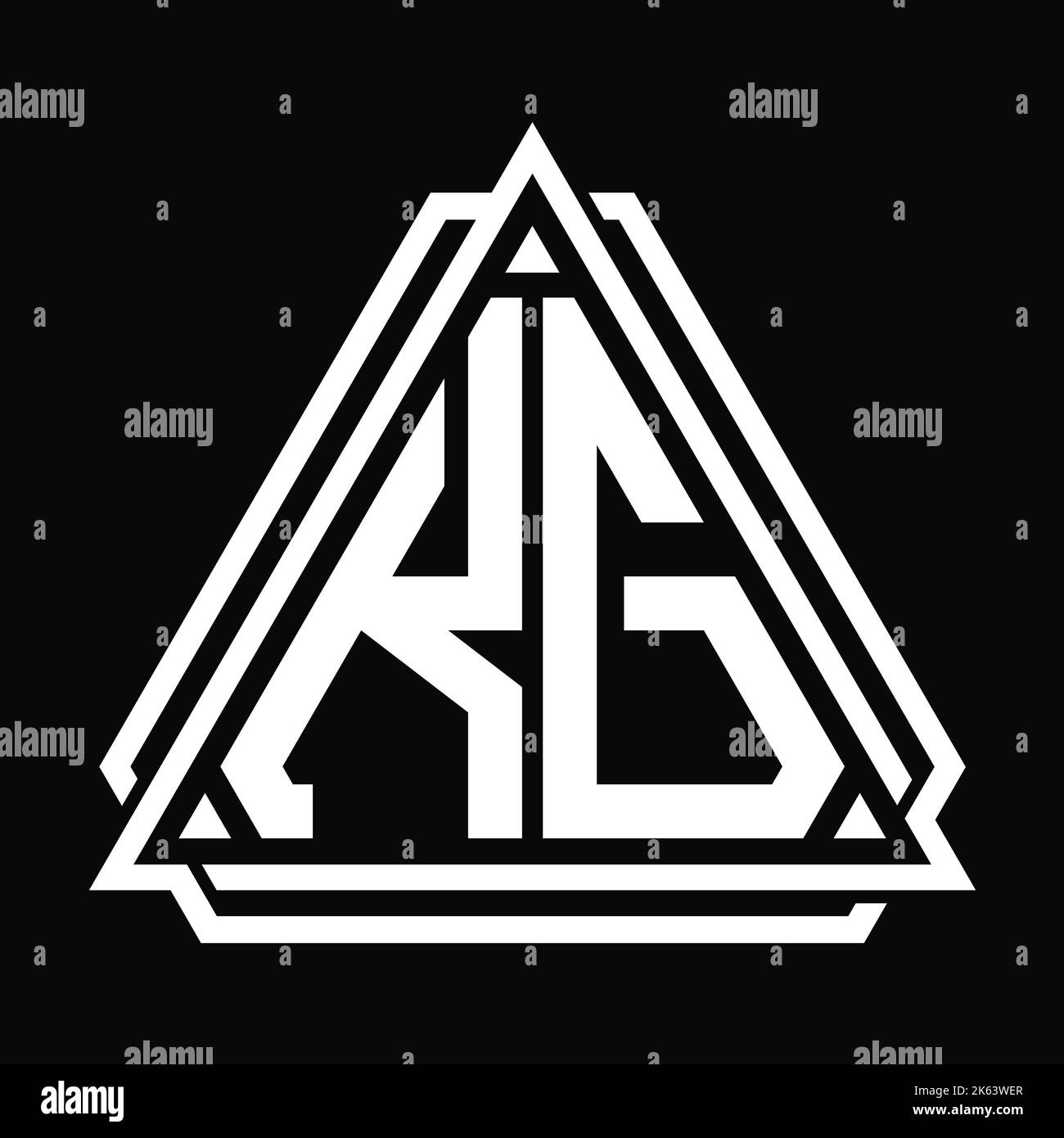 KG Logo letter monogram with triangle shape design template isolated on ...