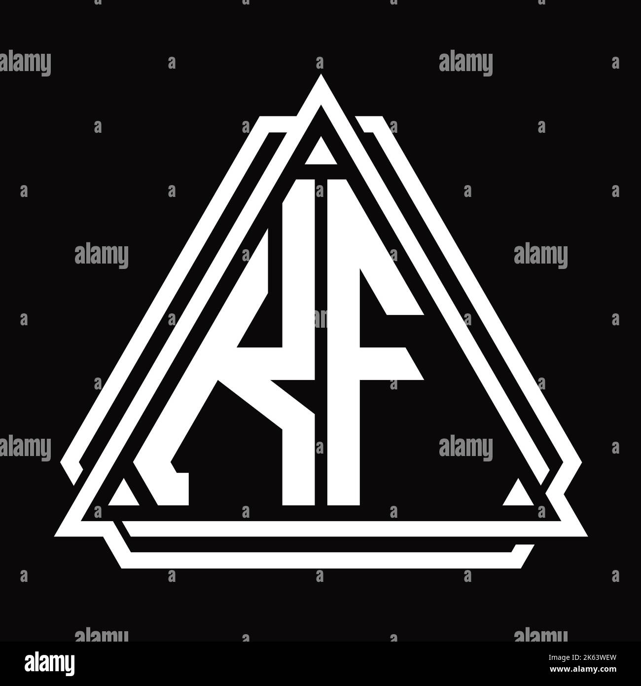 KF Logo letter monogram with triangle shape design template isolated on black background Stock ...