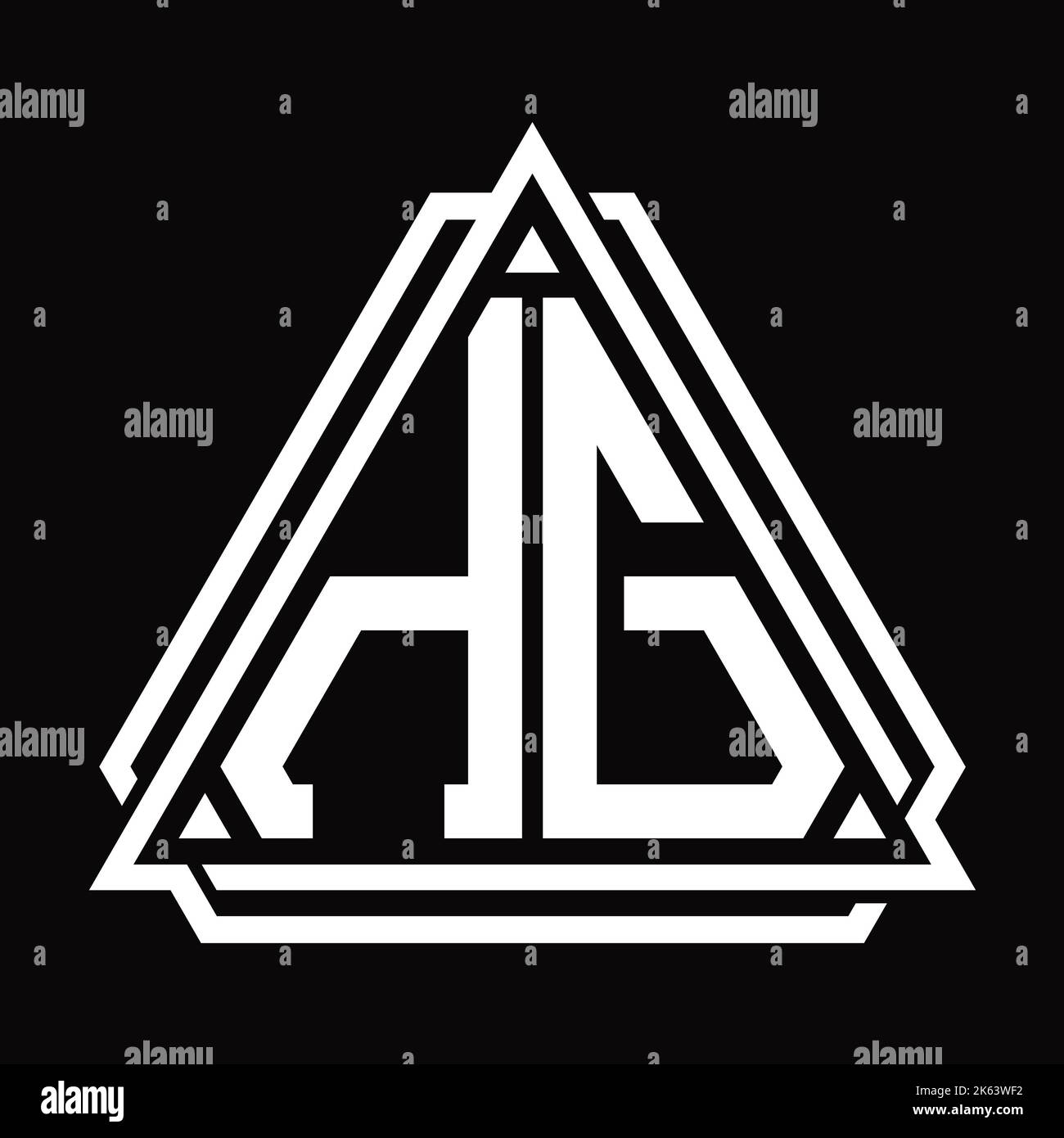 HG Logo letter monogram with triangle shape design template isolated on ...