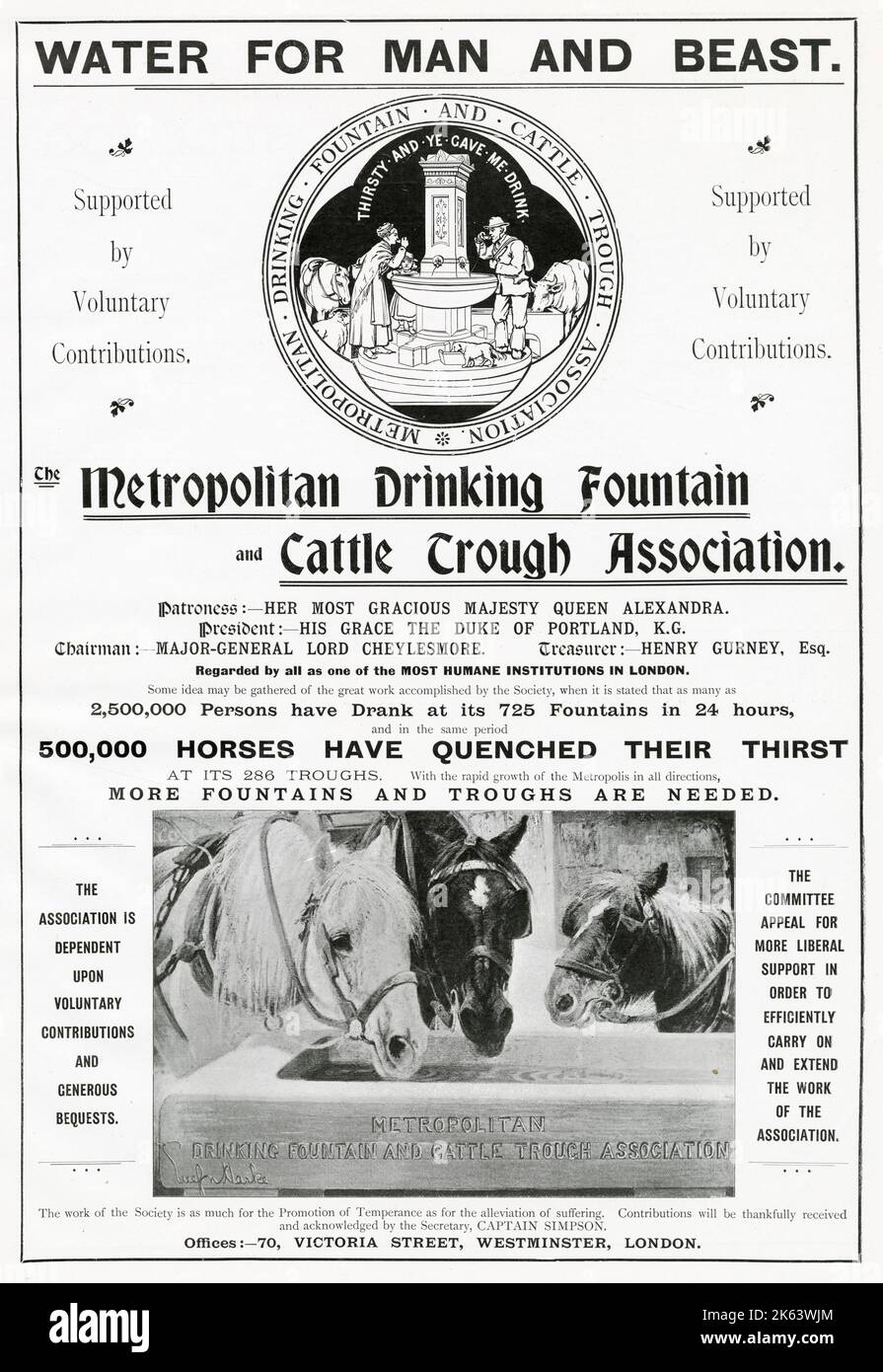 Metropolitan drinking Fountain and cattle Trough Association, set up in ...