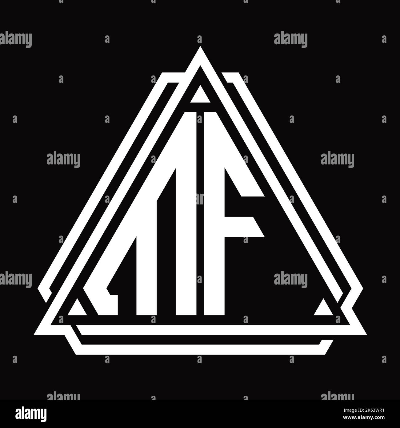 MF Logo letter monogram with triangle shape design template isolated on ...