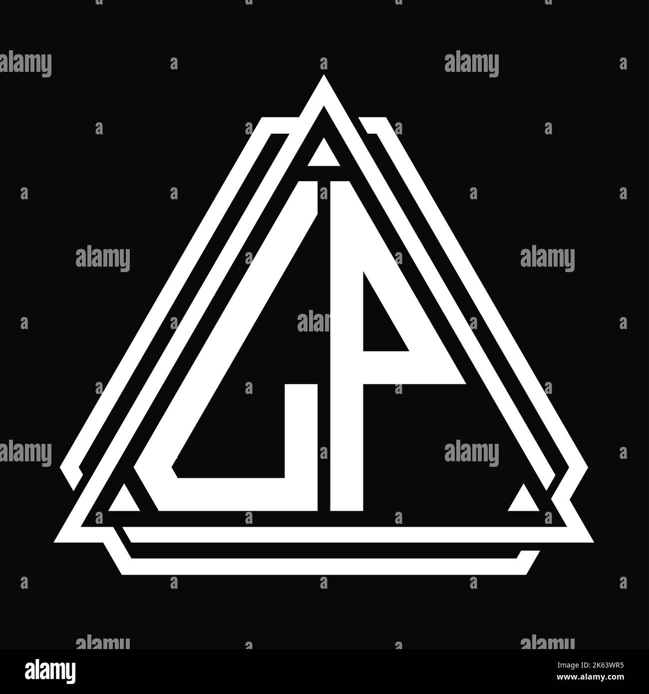 LP Logo letter monogram with triangle shape design template isolated on ...
