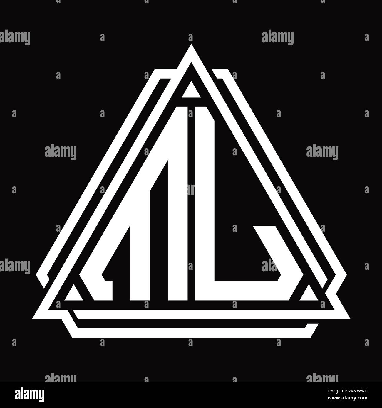 ML Logo letter monogram with triangle shape design template isolated on ...