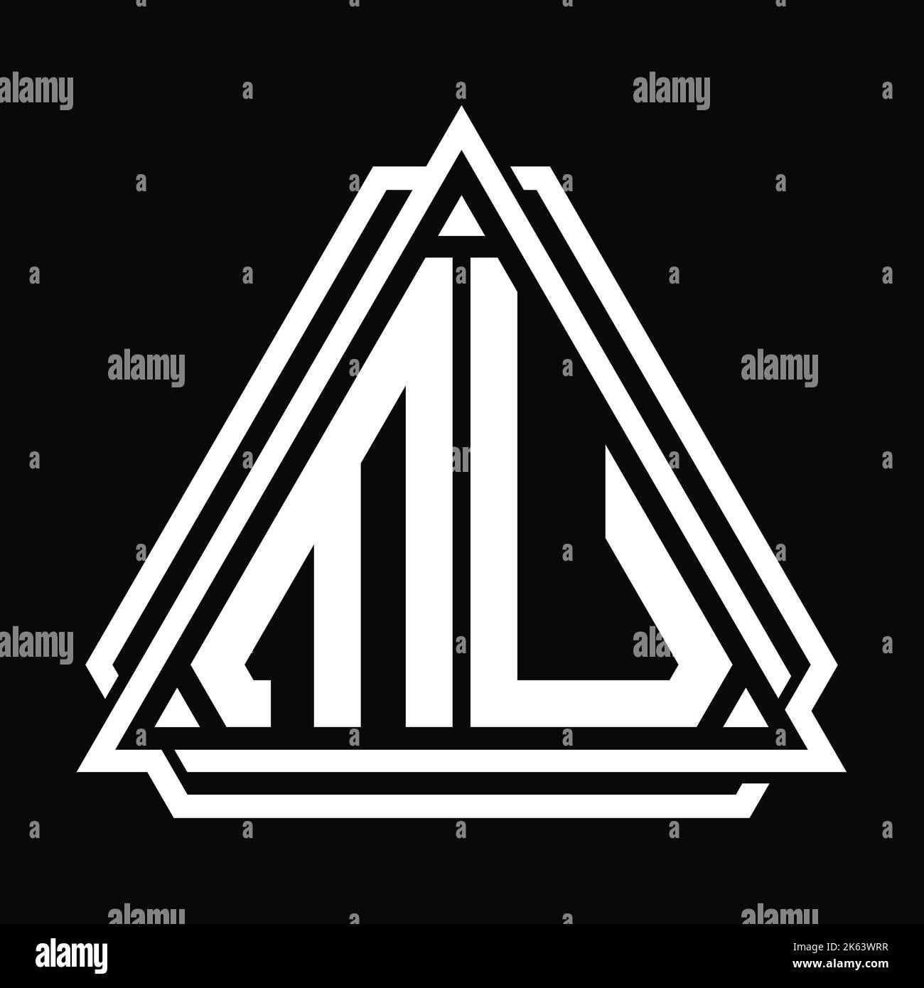 MU Logo letter monogram with triangle shape design template isolated on black background Stock ...