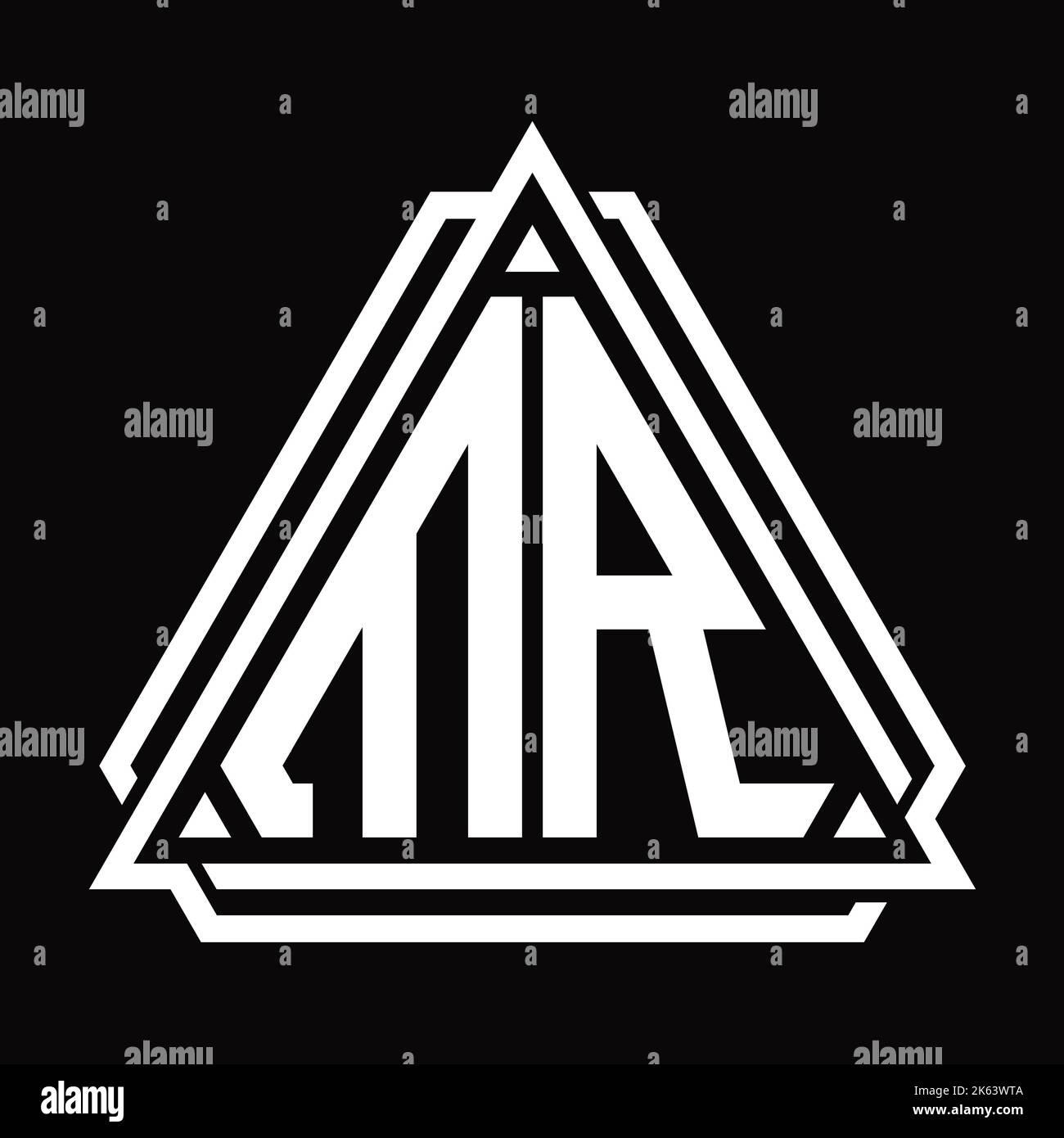 MR Logo letter monogram with triangle shape design template isolated on ...