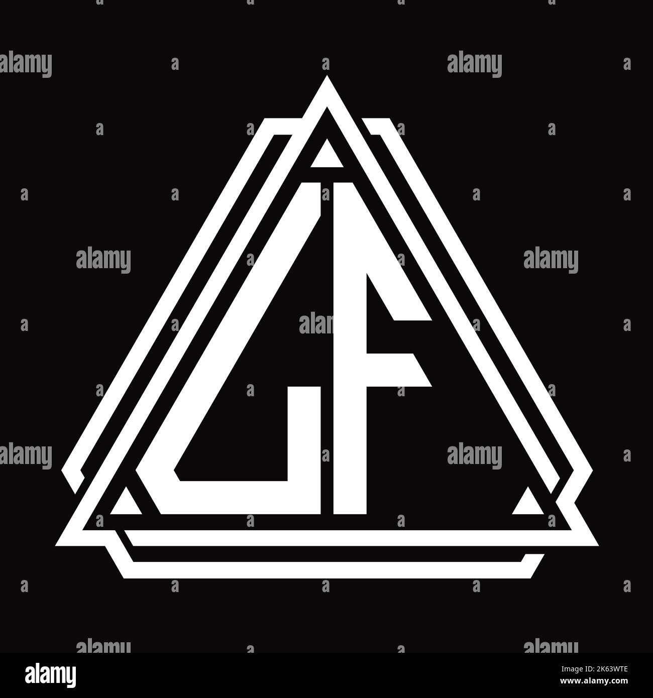 LF Logo letter monogram with triangle shape design template isolated on black background Stock ...