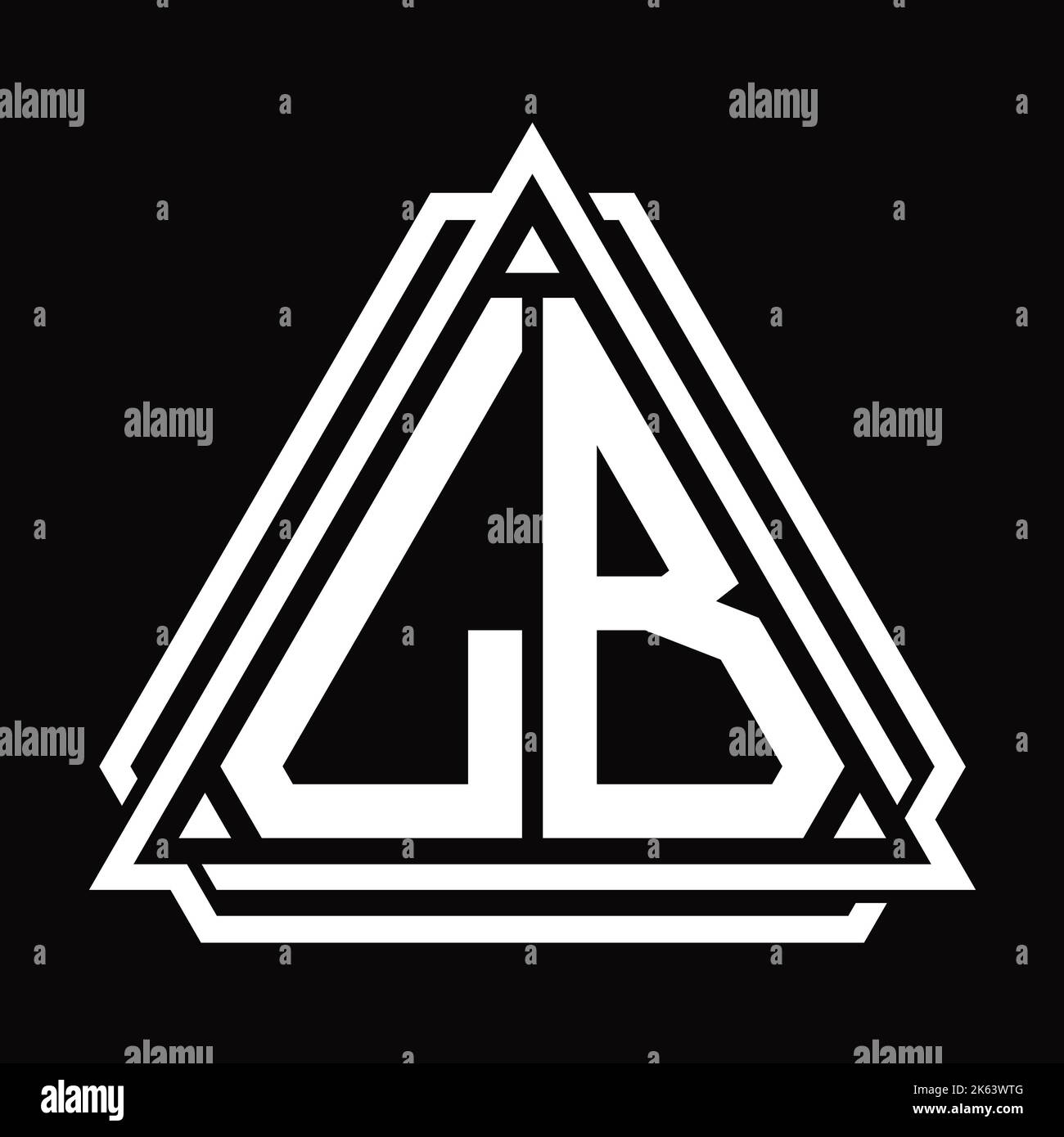 LB Logo letter monogram with triangle shape design template isolated on black background Stock ...