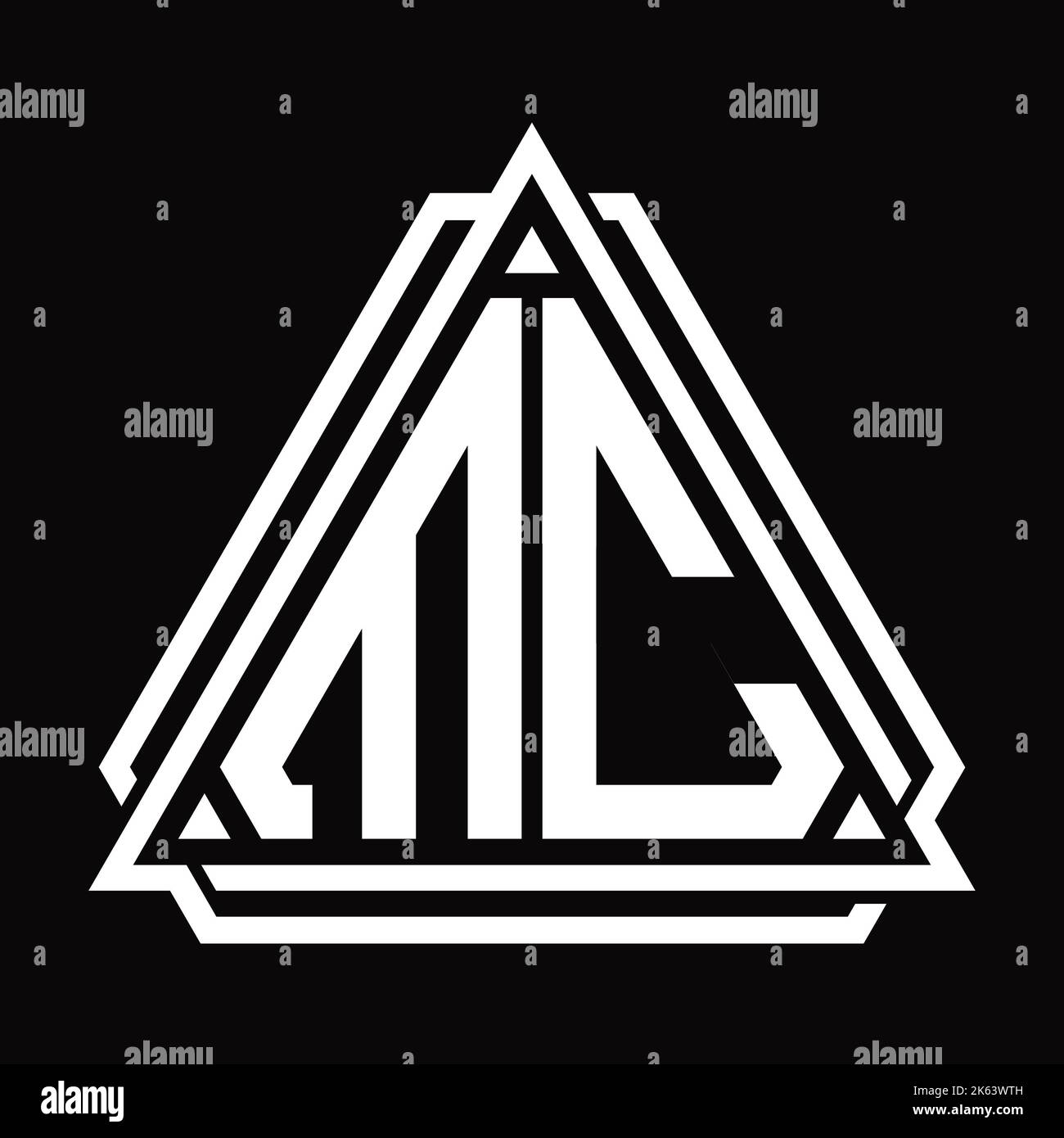 MC Logo letter monogram with triangle shape design template isolated on ...
