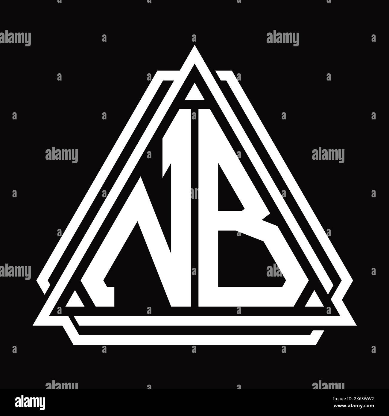 NB Logo letter monogram with triangle shape design template isolated on ...