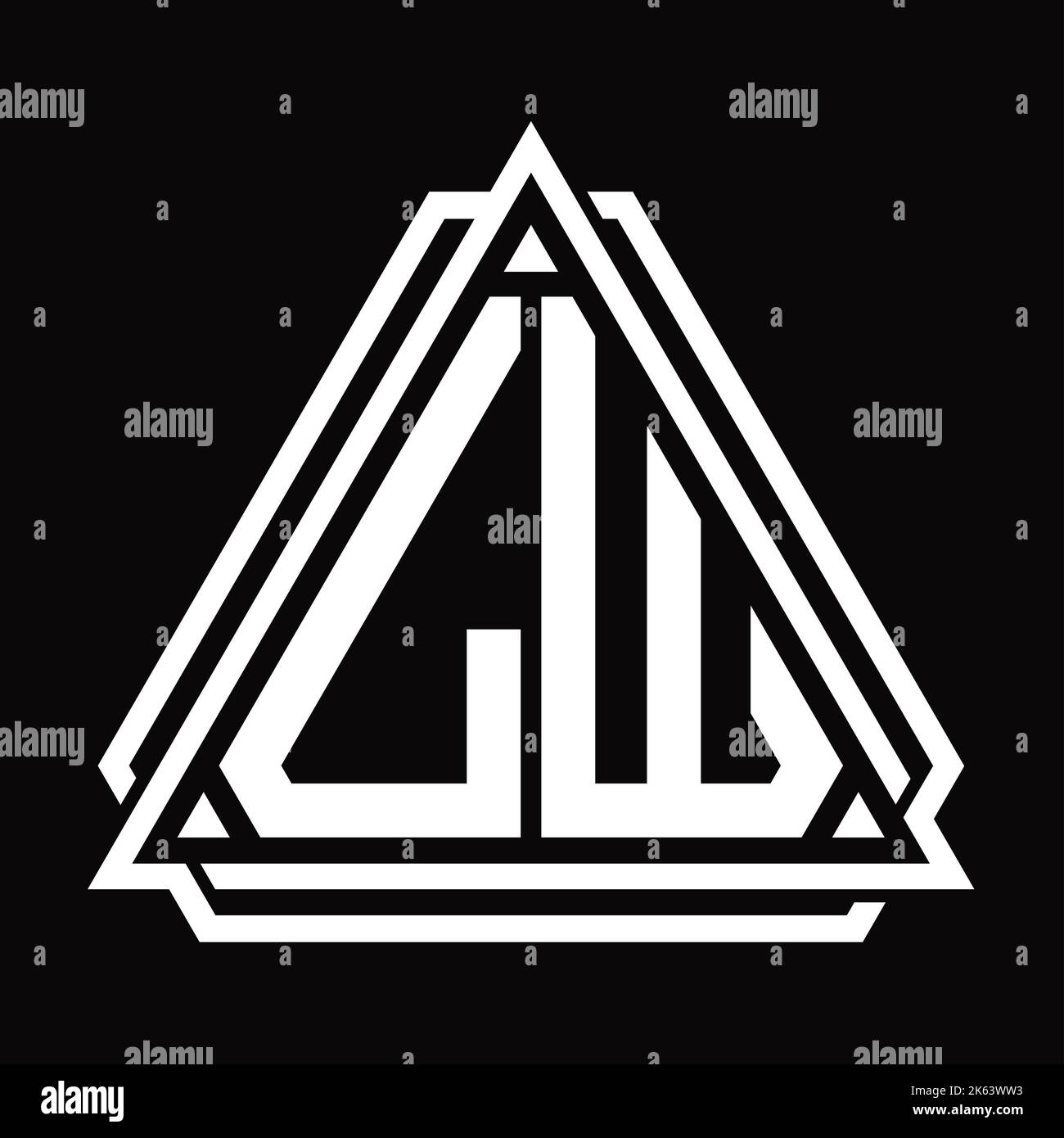 LW Logo letter monogram with triangle shape design template isolated on ...