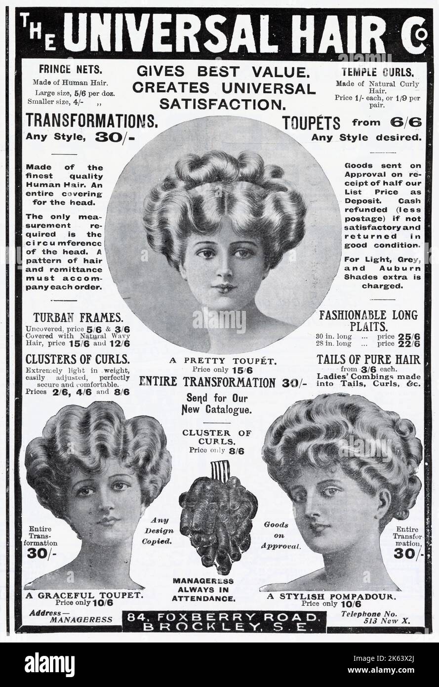 Advertisement for extensions made from finest quality human hair Stock ...