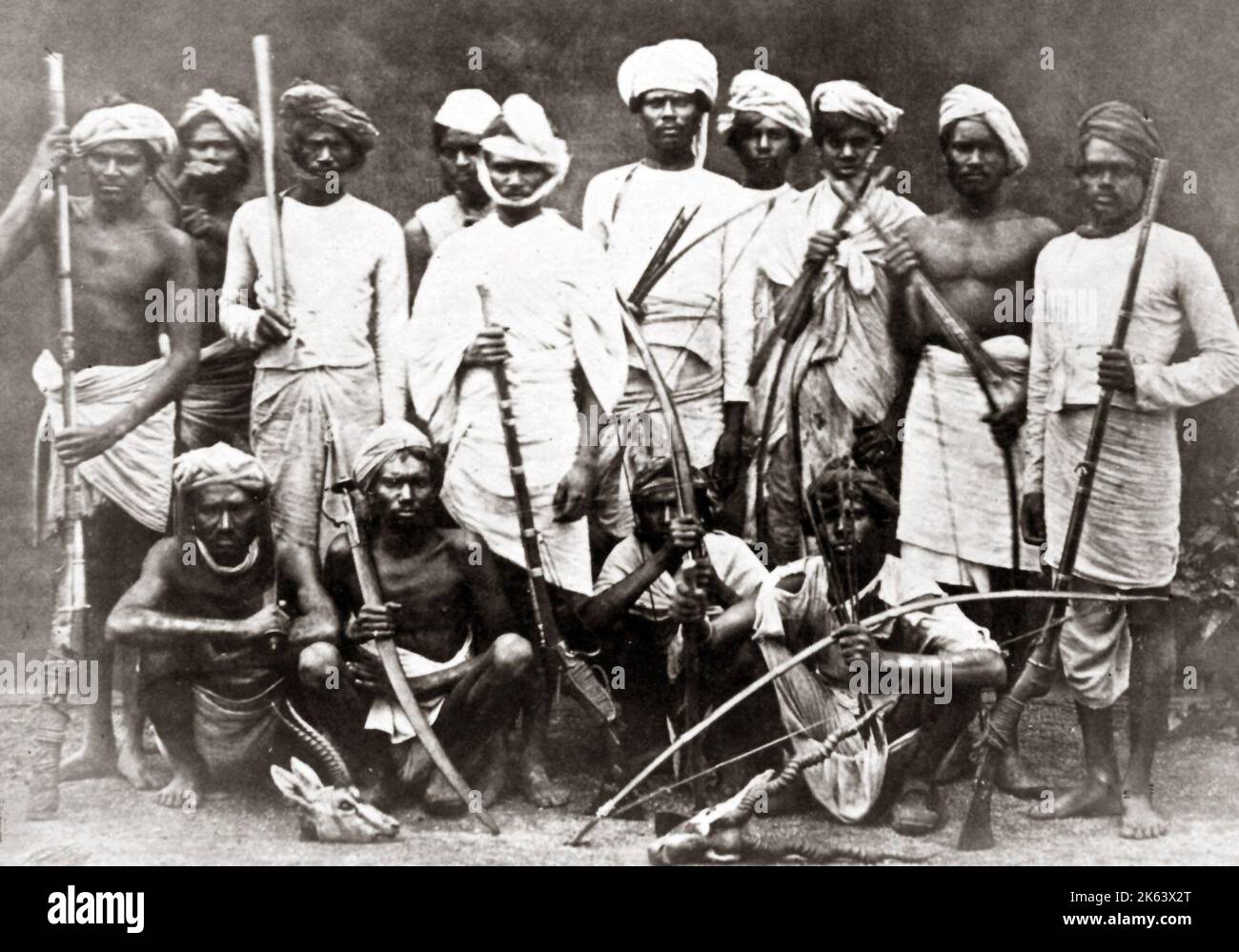 Group of Bheel of Bhil people, central India, 1860s Stock Photo - Alamy