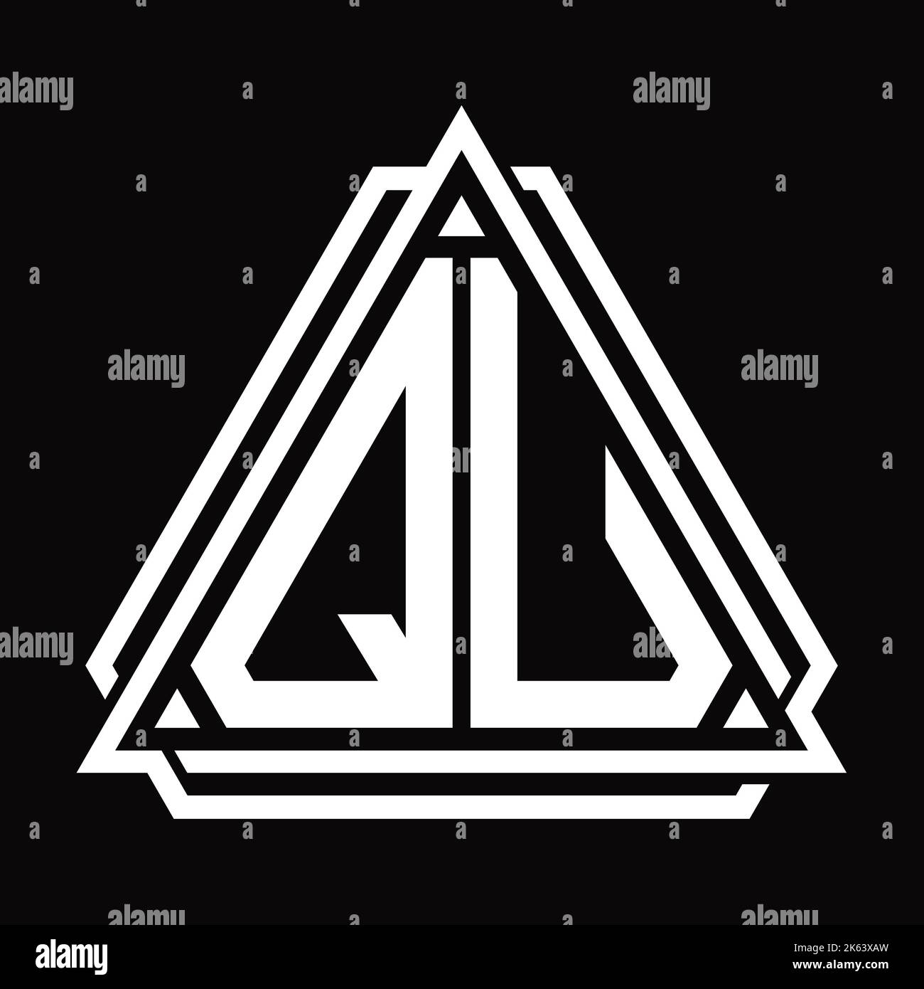 QU Logo letter monogram with triangle shape design template isolated on ...