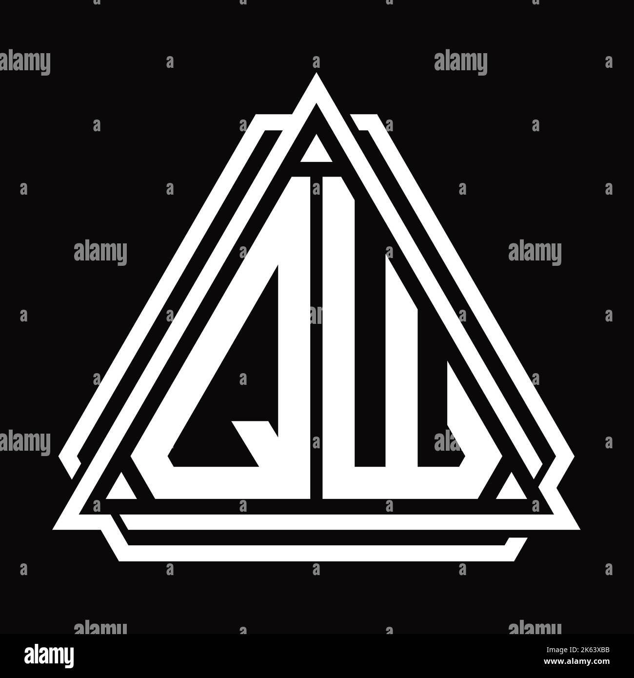 QW Logo letter monogram with triangle shape design template isolated on black background Stock ...