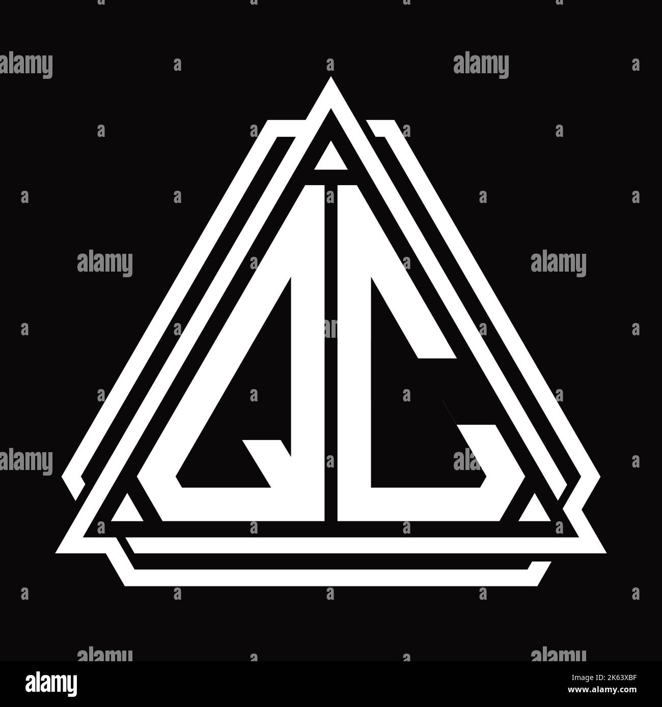 QC Logo letter monogram with triangle shape design template isolated on ...
