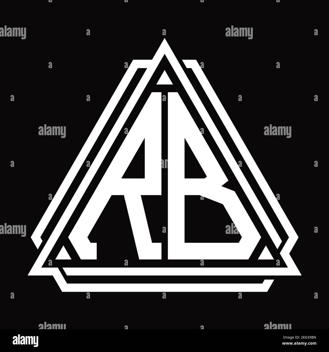 RB Logo letter monogram with triangle shape design template isolated on black background Stock ...