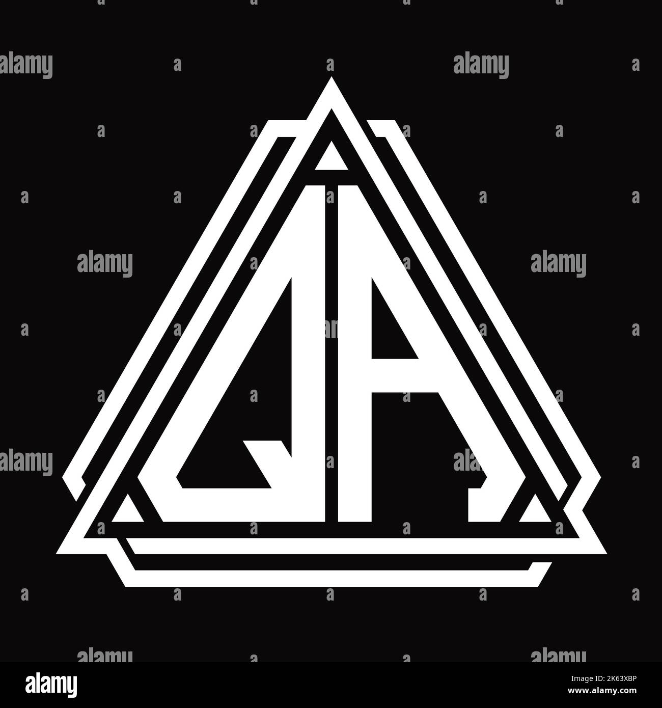 QA Logo letter monogram with triangle shape design template isolated on black background Stock ...