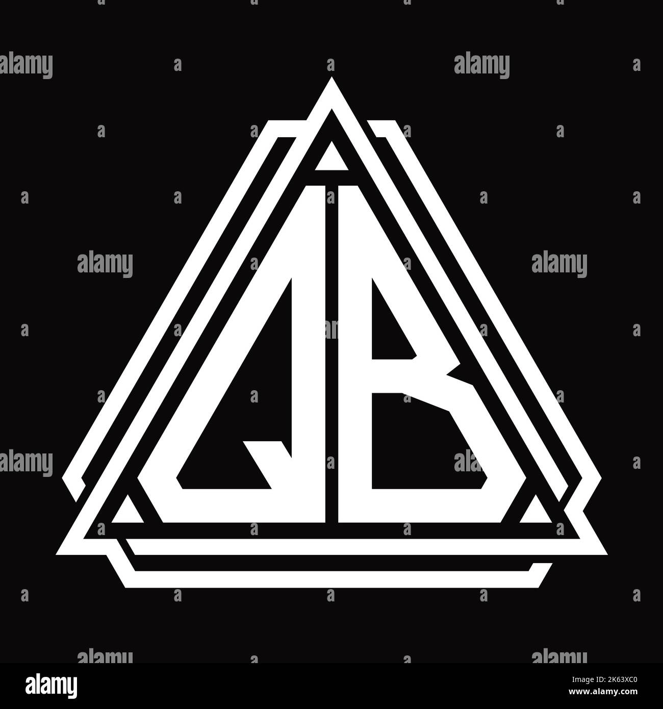 QB Logo letter monogram with triangle shape design template isolated on black background Stock ...