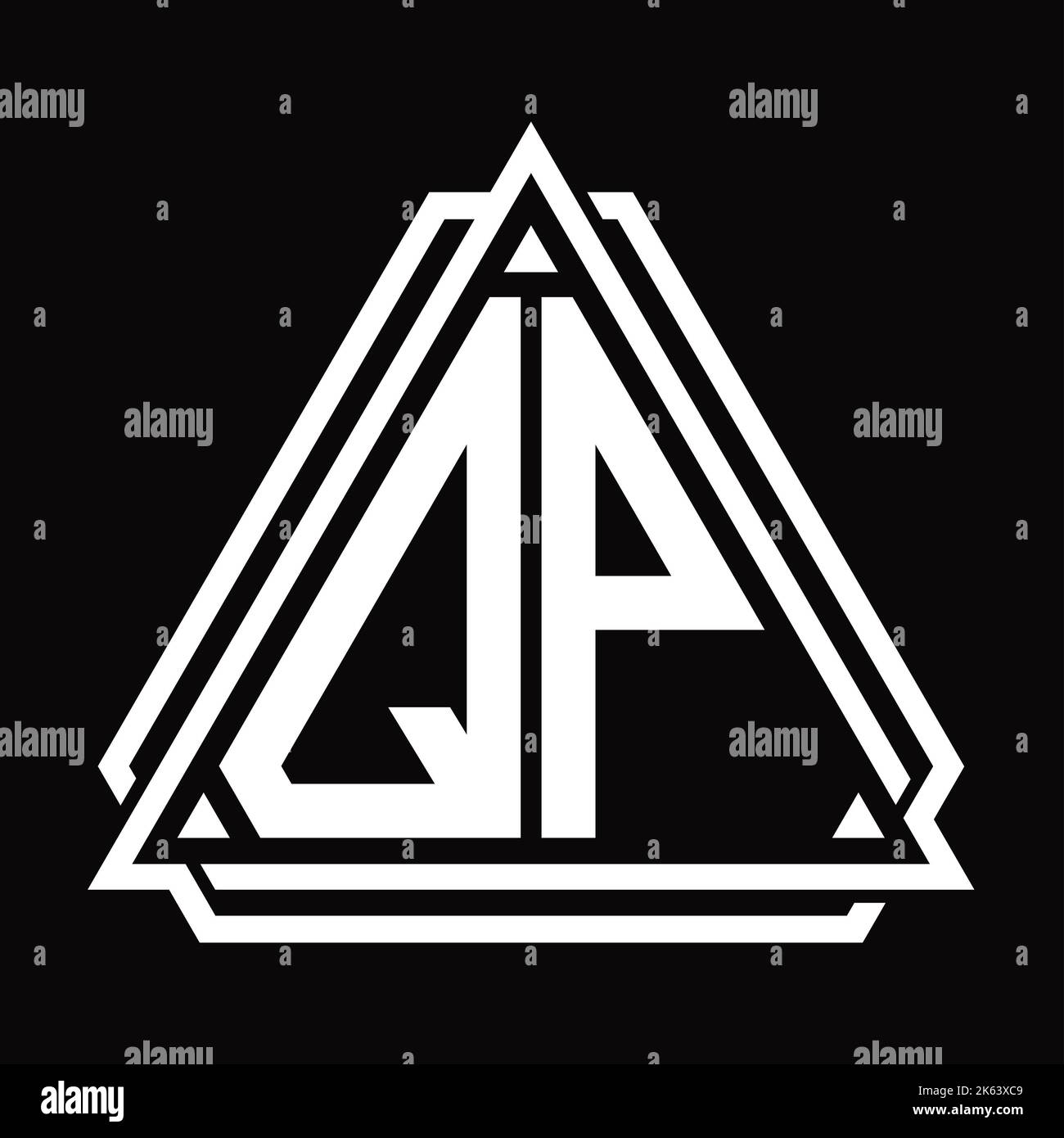 QP Logo letter monogram with triangle shape design template isolated on ...